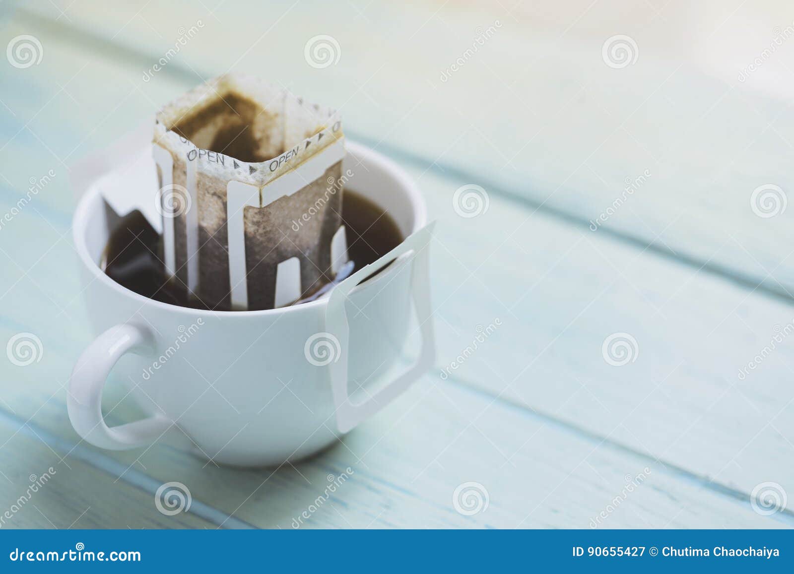 Instant Freshly Brewed Cup of Coffee,Drip Bag Fresh Coffee Stock Image ...