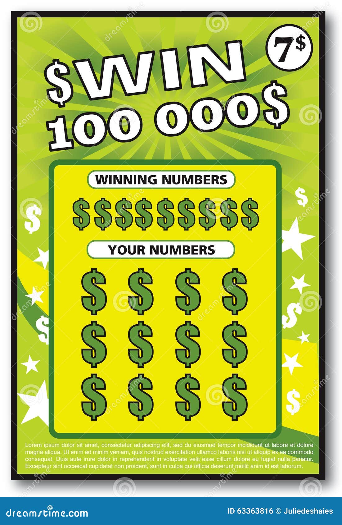 Lottery Ticket For Drawing Money And Prizes. Loto Tetris Game. Vector ...