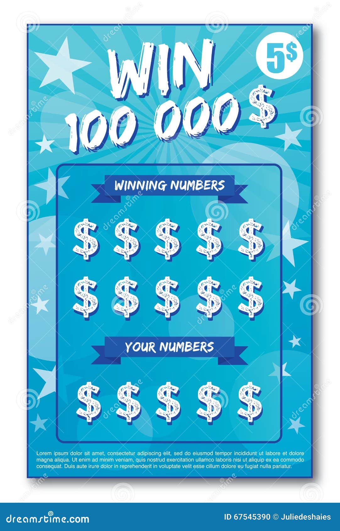 Instant lottery ticket stock vector. Illustration of rich - 67545390