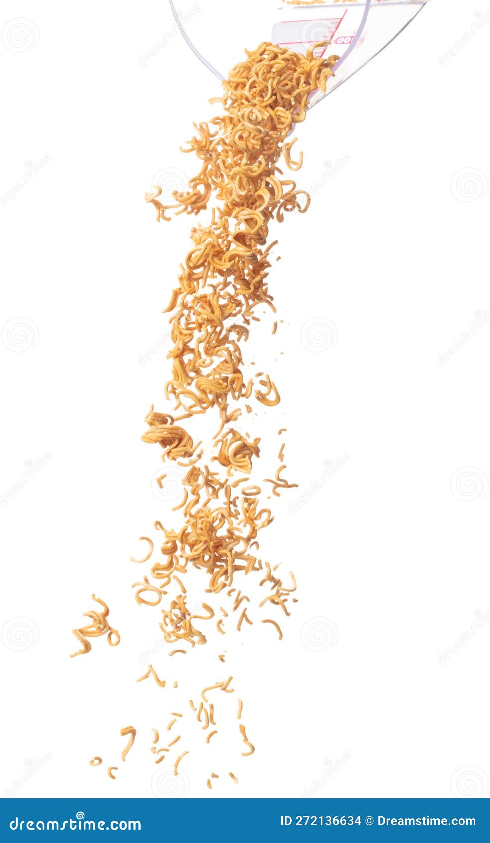 Instant Noodle Fall Down in Group, Yellow Instant Noodle Float Explode ...