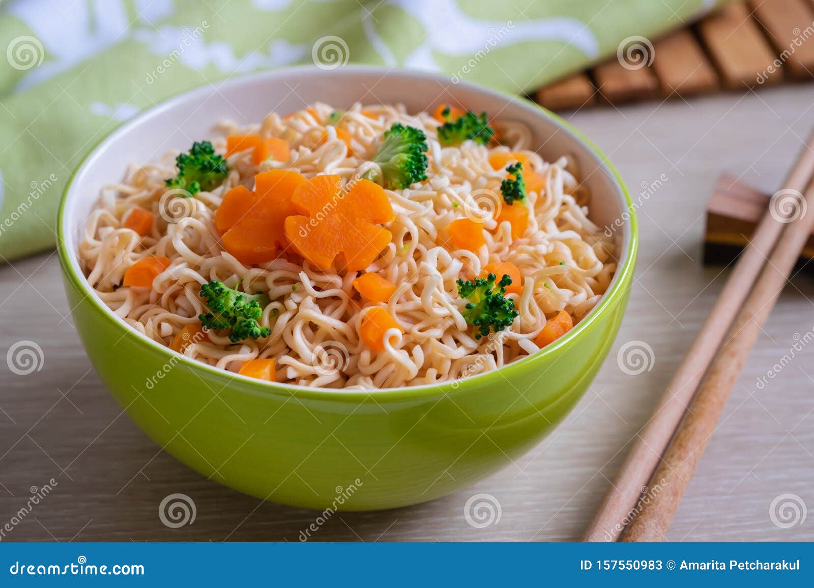 Instant Noodle with Vegetables in Bowl Stock Image - Image of cooking ...