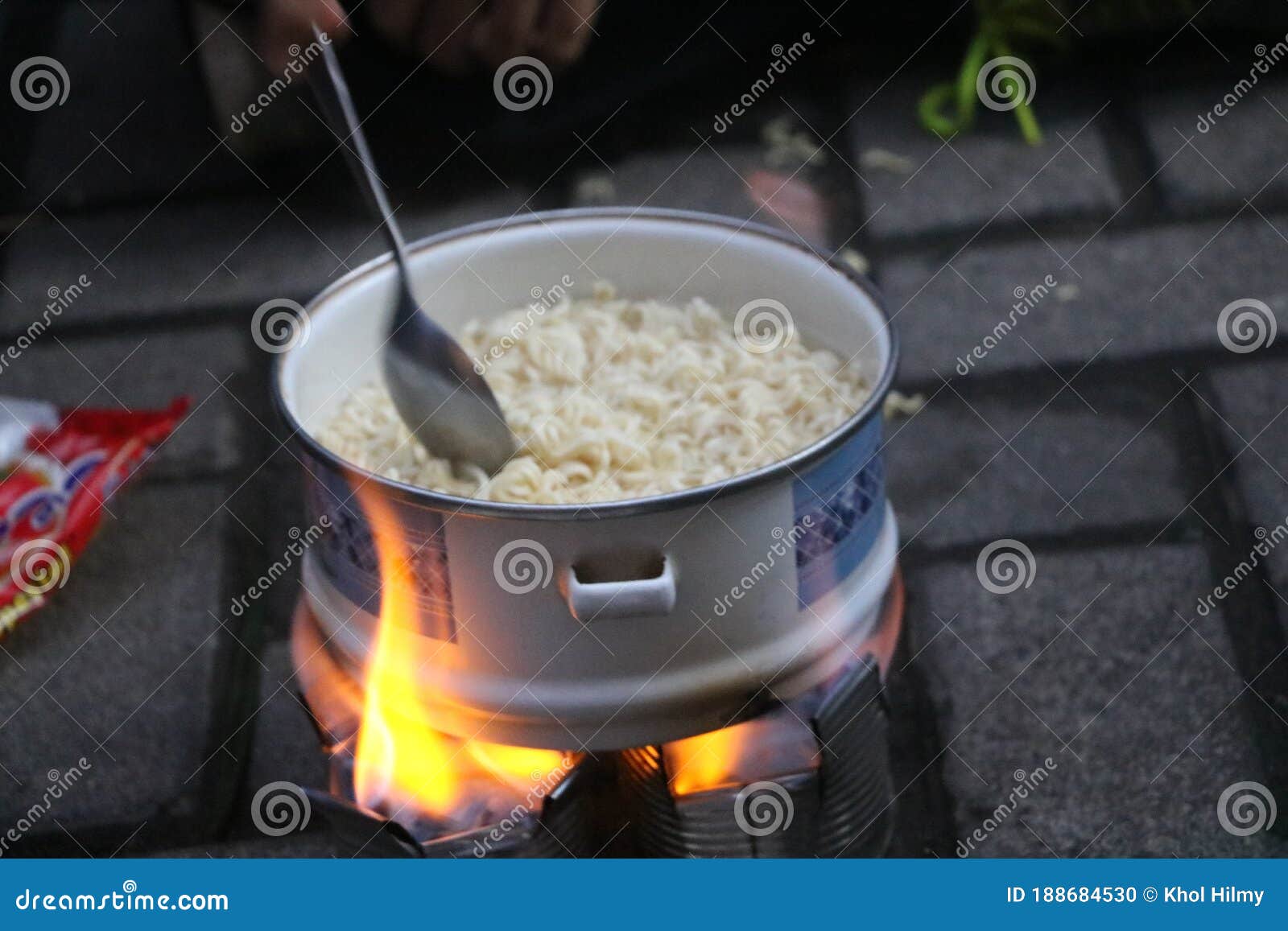 Instant Noodles that are Being Cooked Using an Artificial Stove for ...