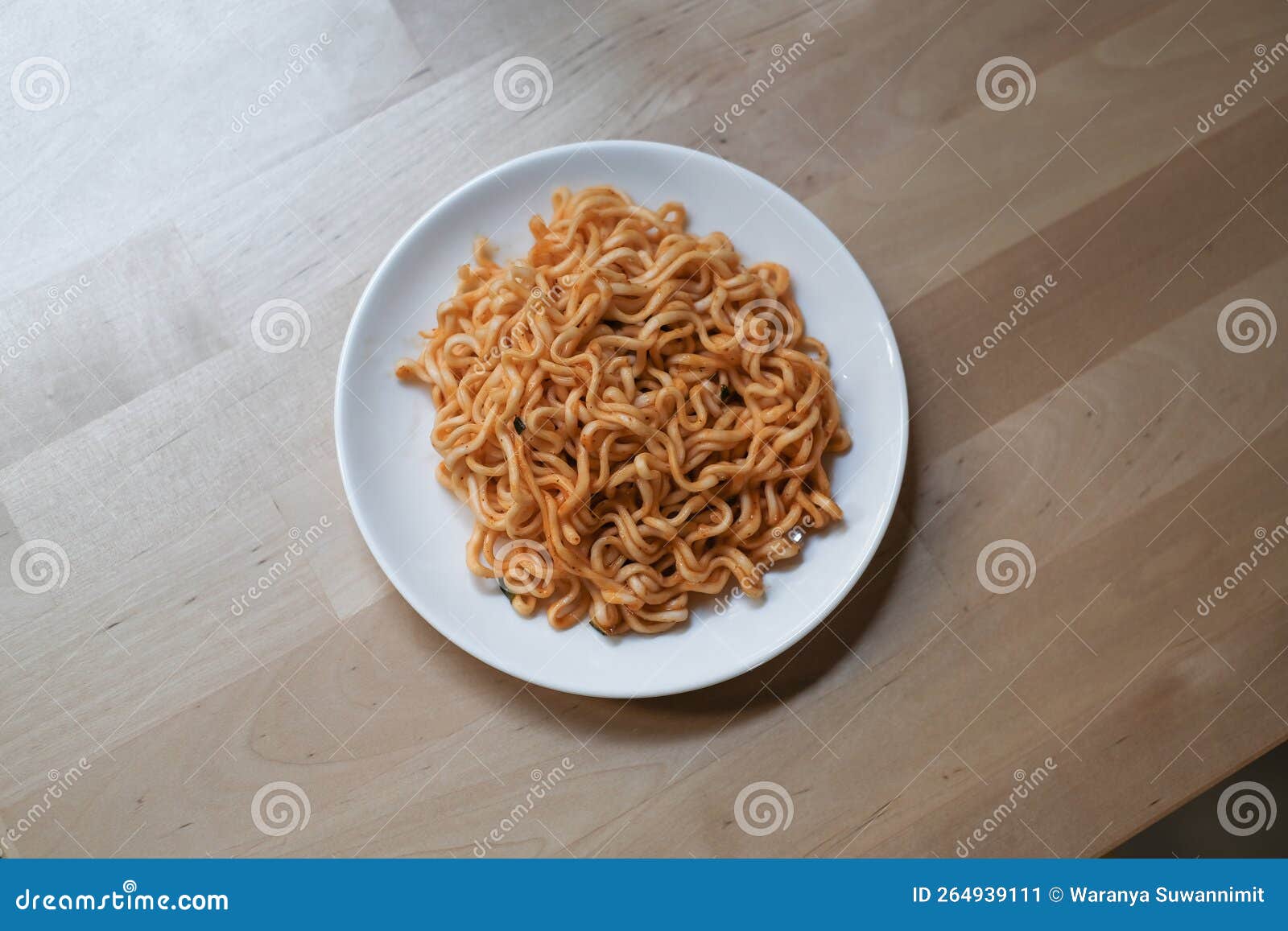Instant Noodles are in a Round White Plate Placed Stock Image - Image ...