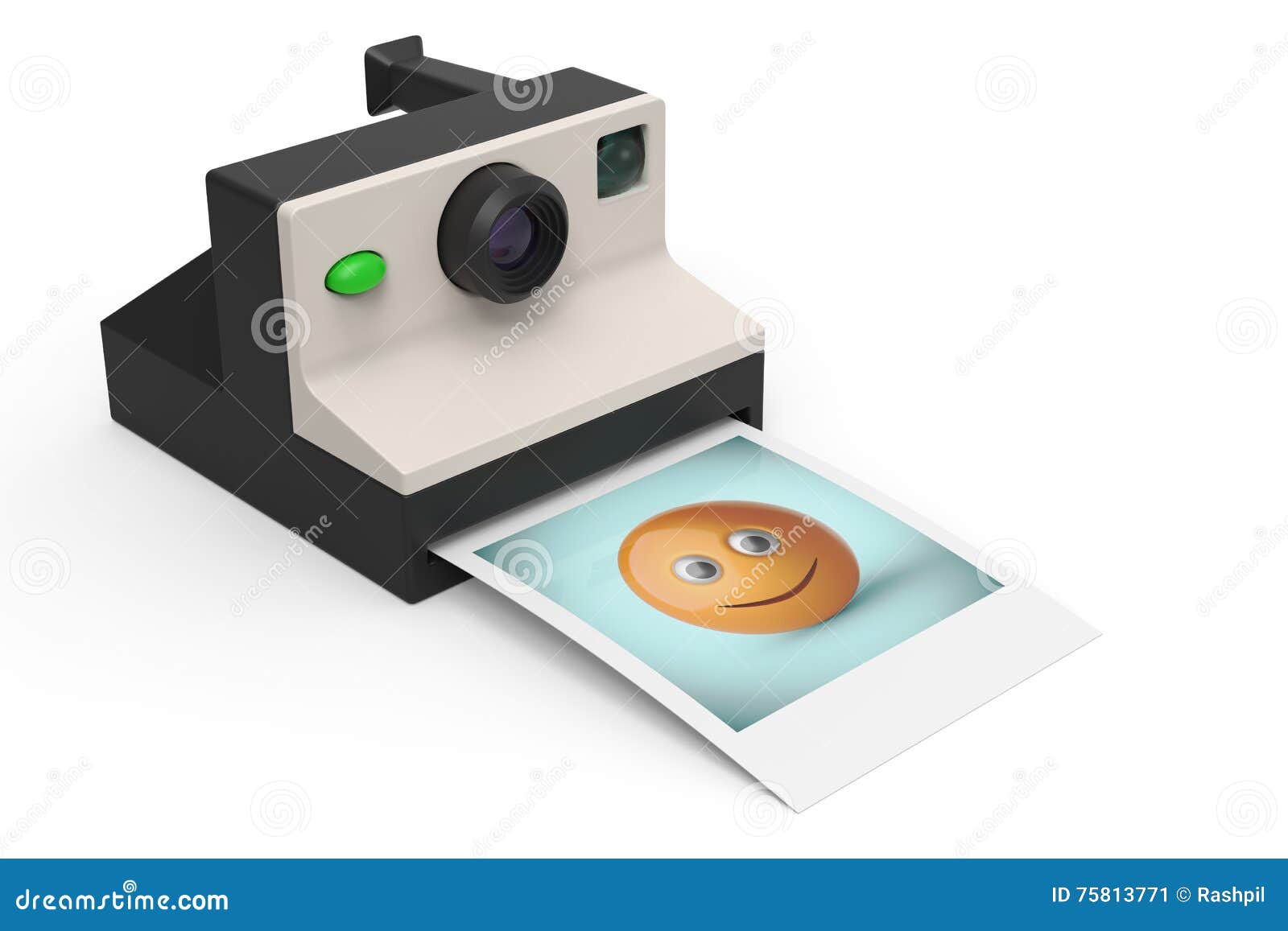 Instant Photo Camera with Photo of Smiley Symbol 3d Render Stock ...
