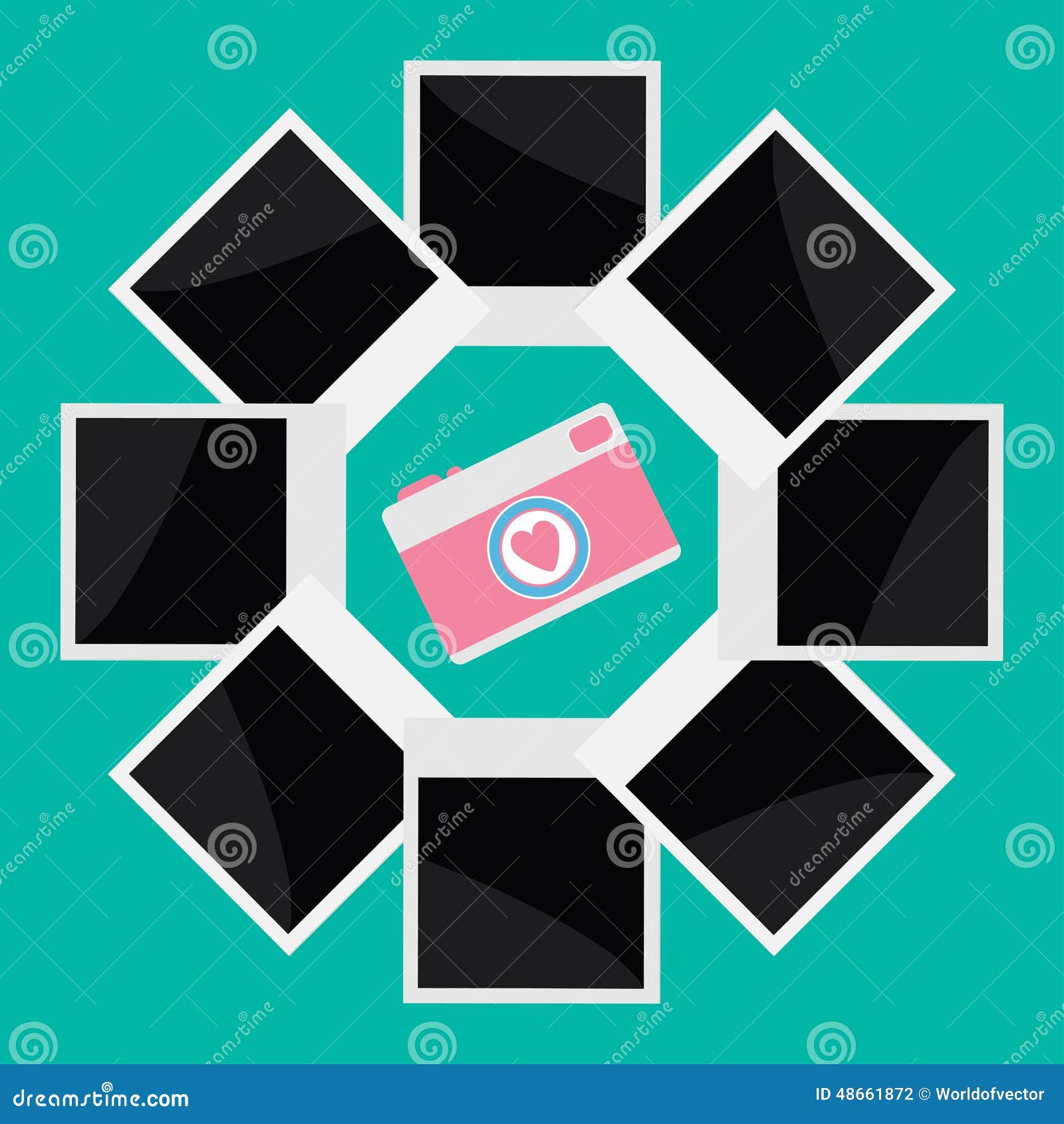 Instant Photo Circle with Camera Camera in Flat Stock Vector ...
