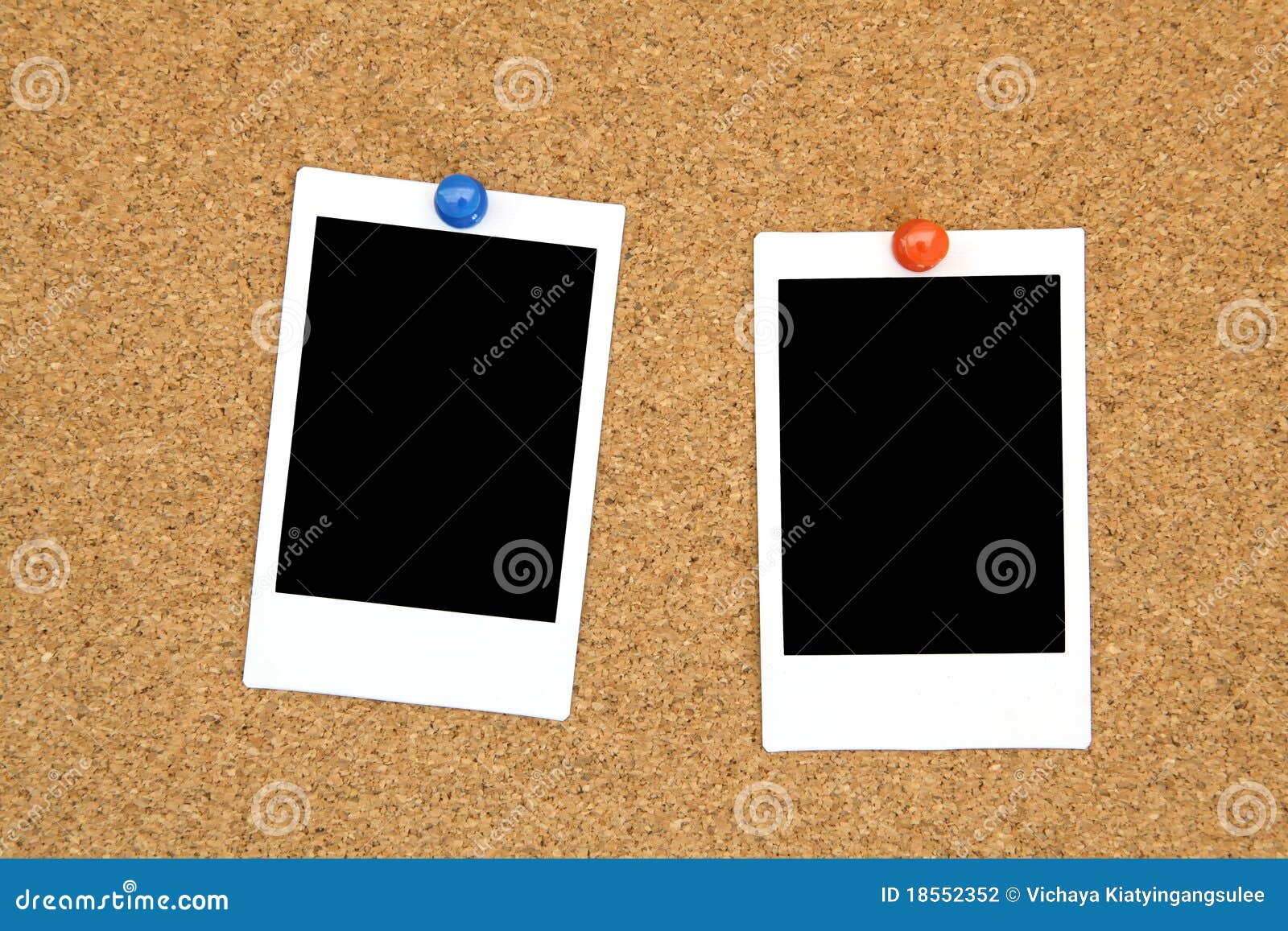 Instant Photo Frame on Cork Board Stock Photo - Image of board ...