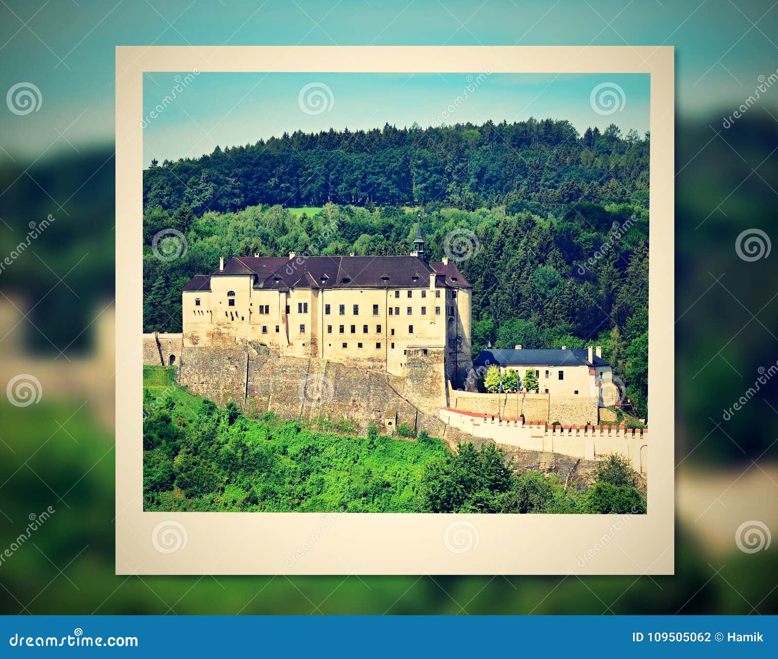 Photo frame with castle stock photo. Image of czech - 109505062