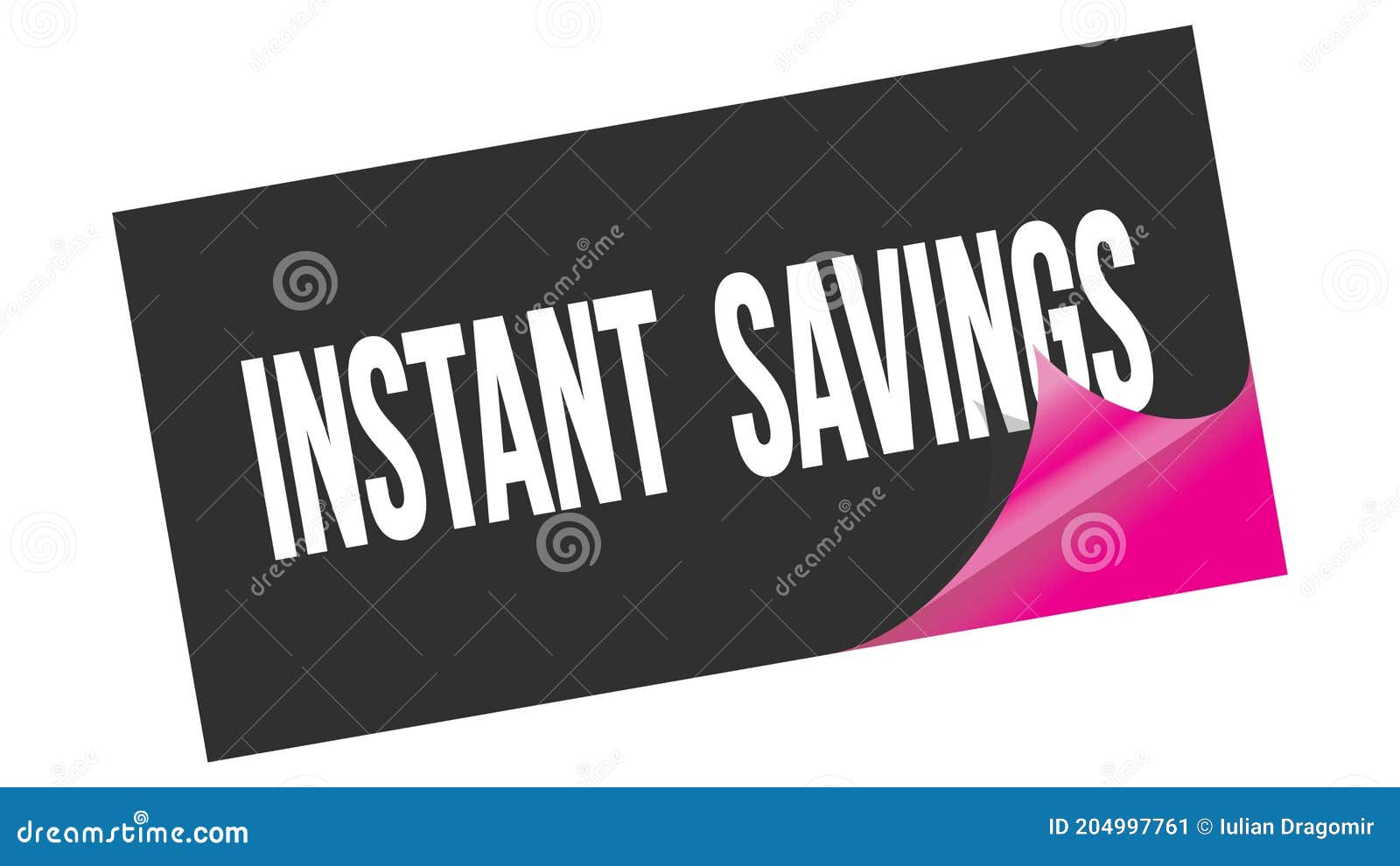 INSTANT SAVINGS Text on Black Pink Sticker Stamp Stock Illustration ...