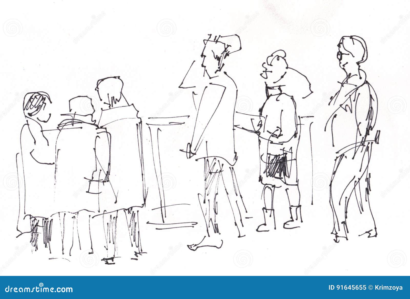 Instant sketch, people stock illustration. Illustration of women - 91645655