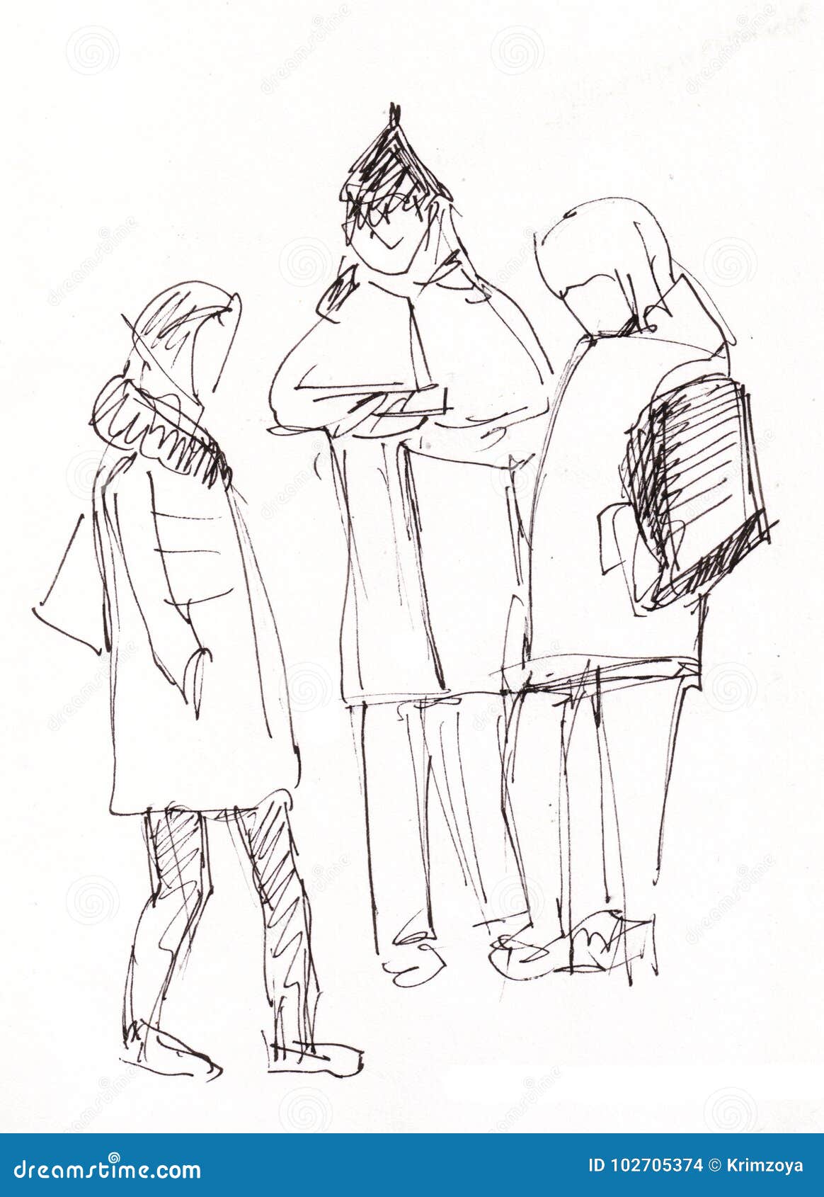 Instant Sketch, Three People Stock Illustration - Illustration of ...