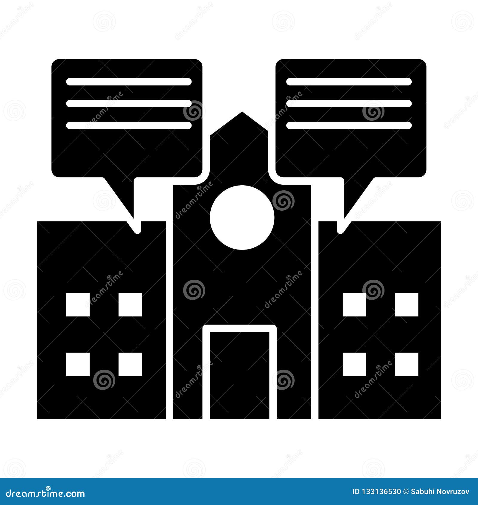 Institute Building Solid Icon. Scool Vector Illustration Isolated On ...
