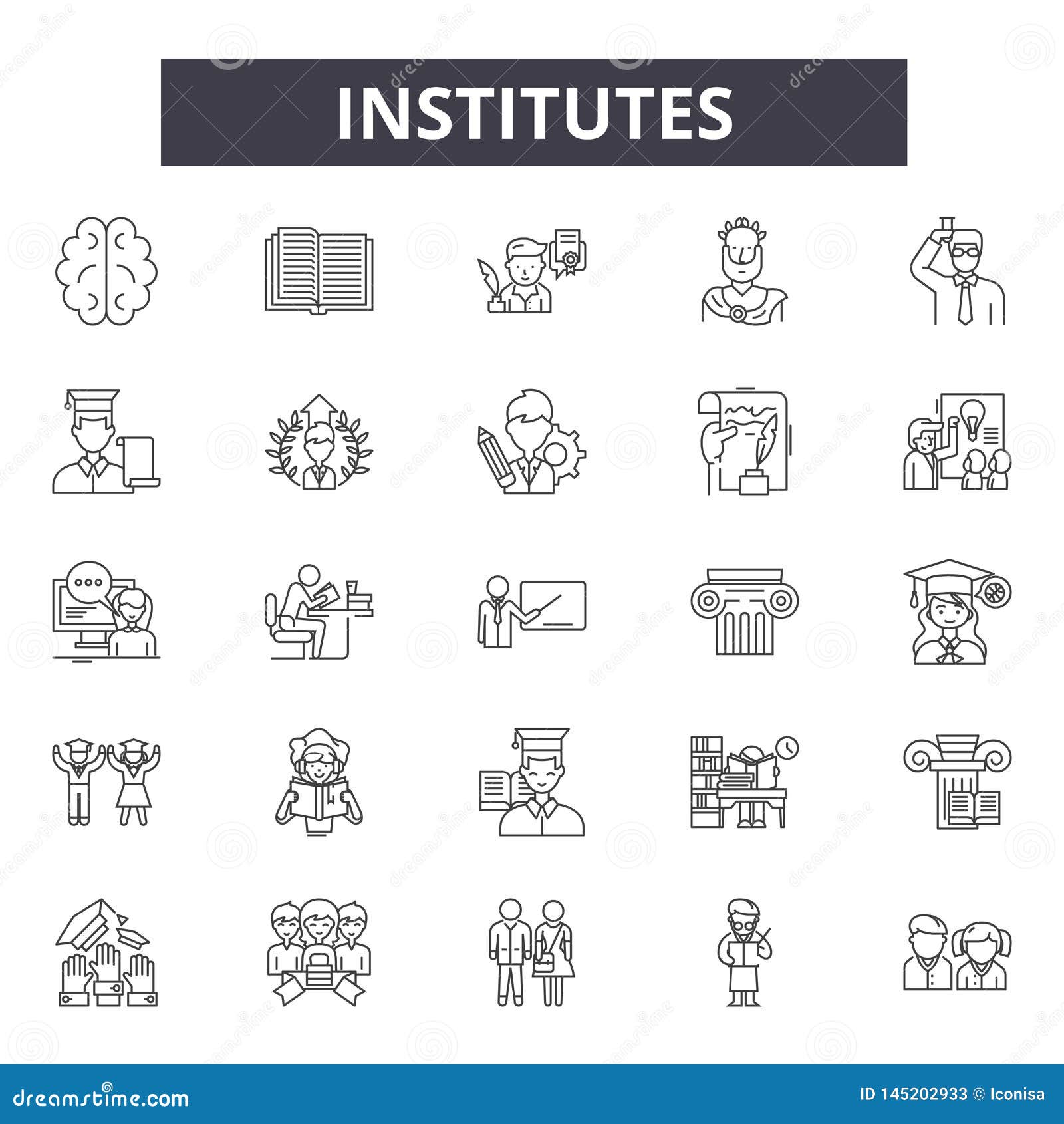 Institutes Line Vector Icons And Signs. Vector, Bank, Design ...
