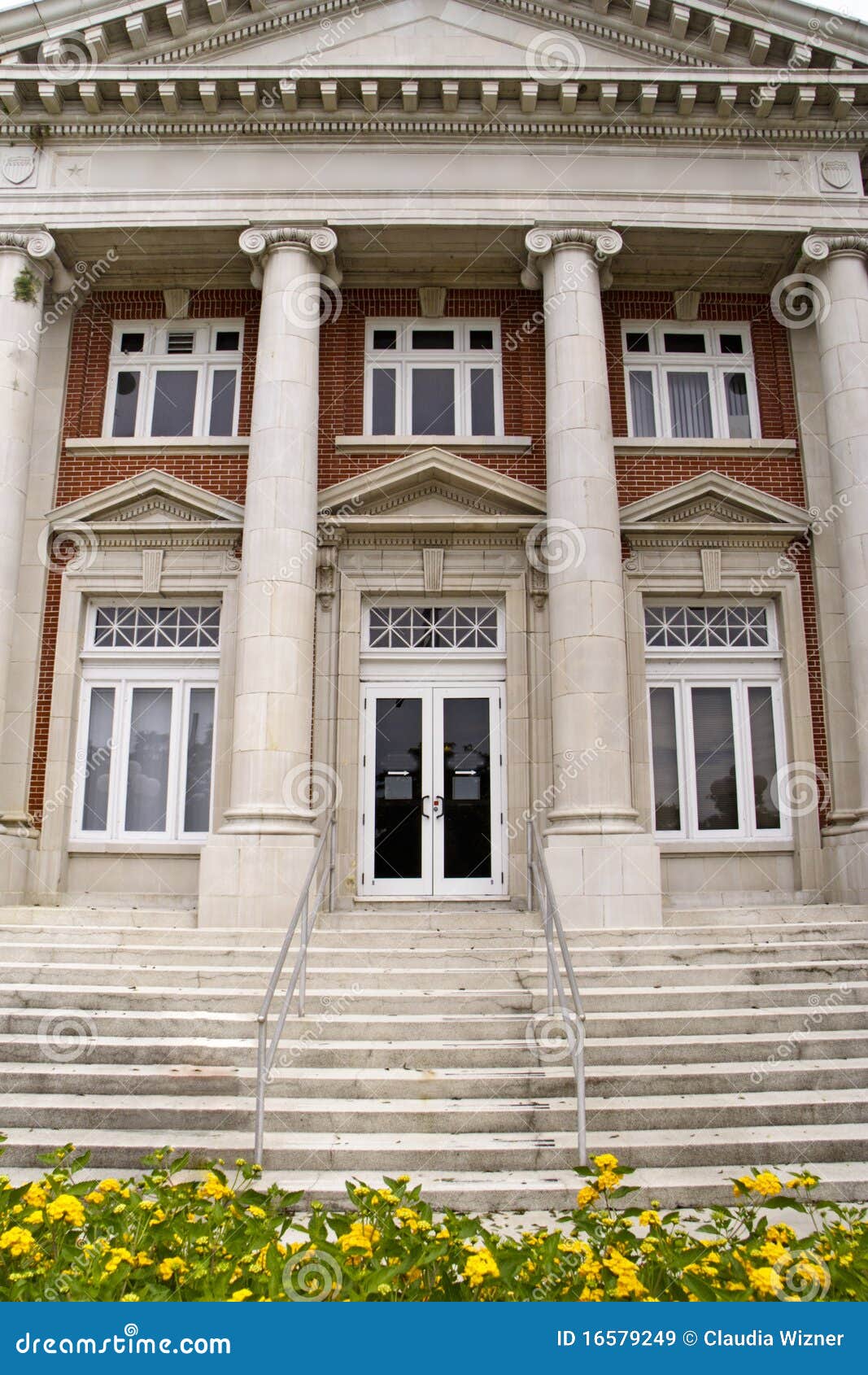 Institutional Building with Flowers Stock Image - Image of legislative ...