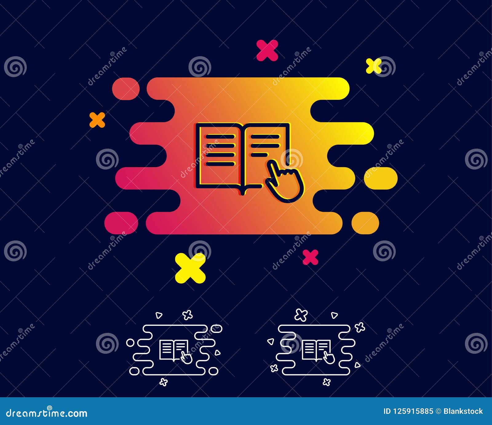 Instruction Book Line Icon. Education Symbol. Stock Vector ...