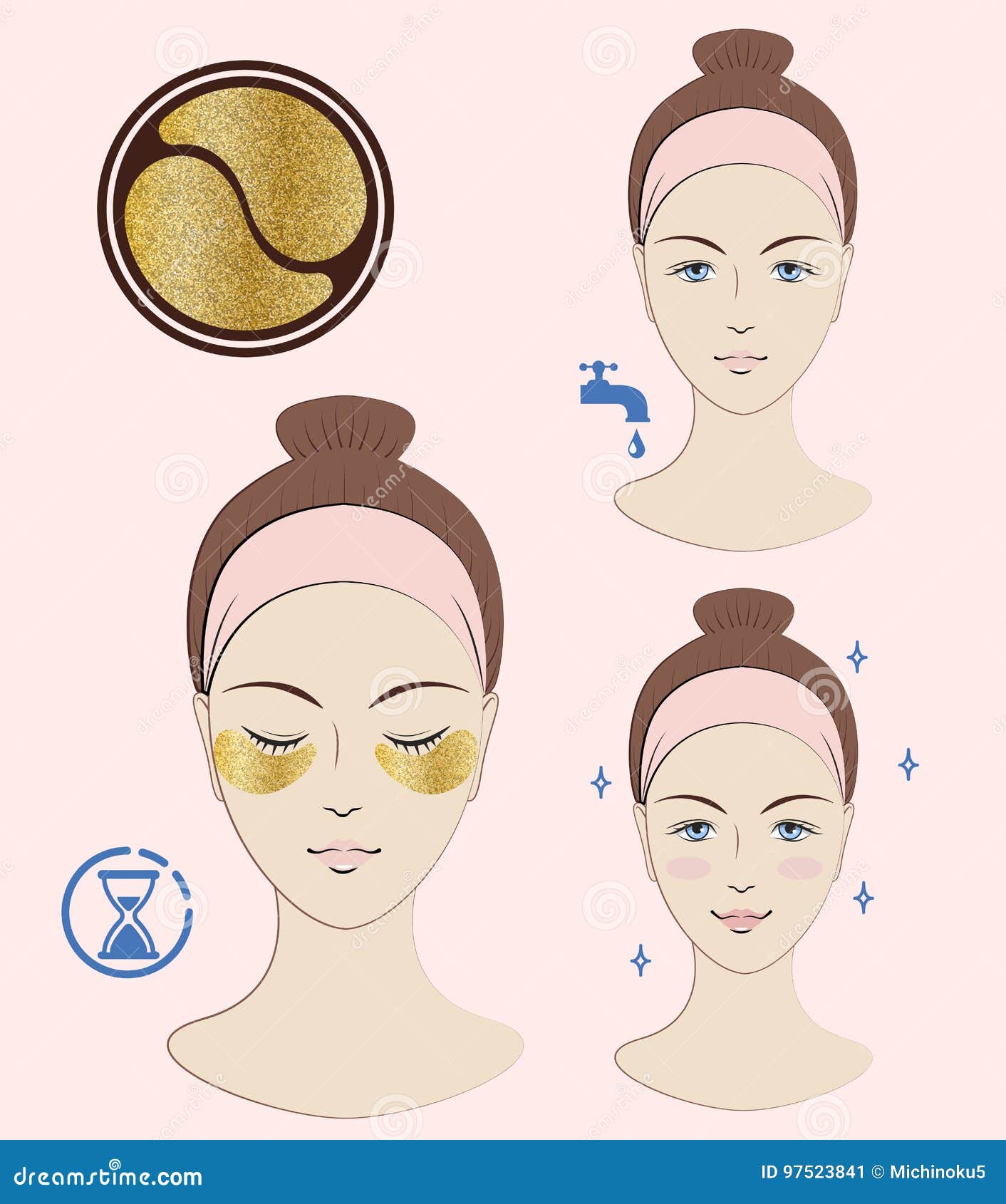 Instruction: How To Apply Cosmetic Patches Under the Eyes. Golden ... Instruction: How To Apply Cosmetic Patches Under the Eyes. Golden ...