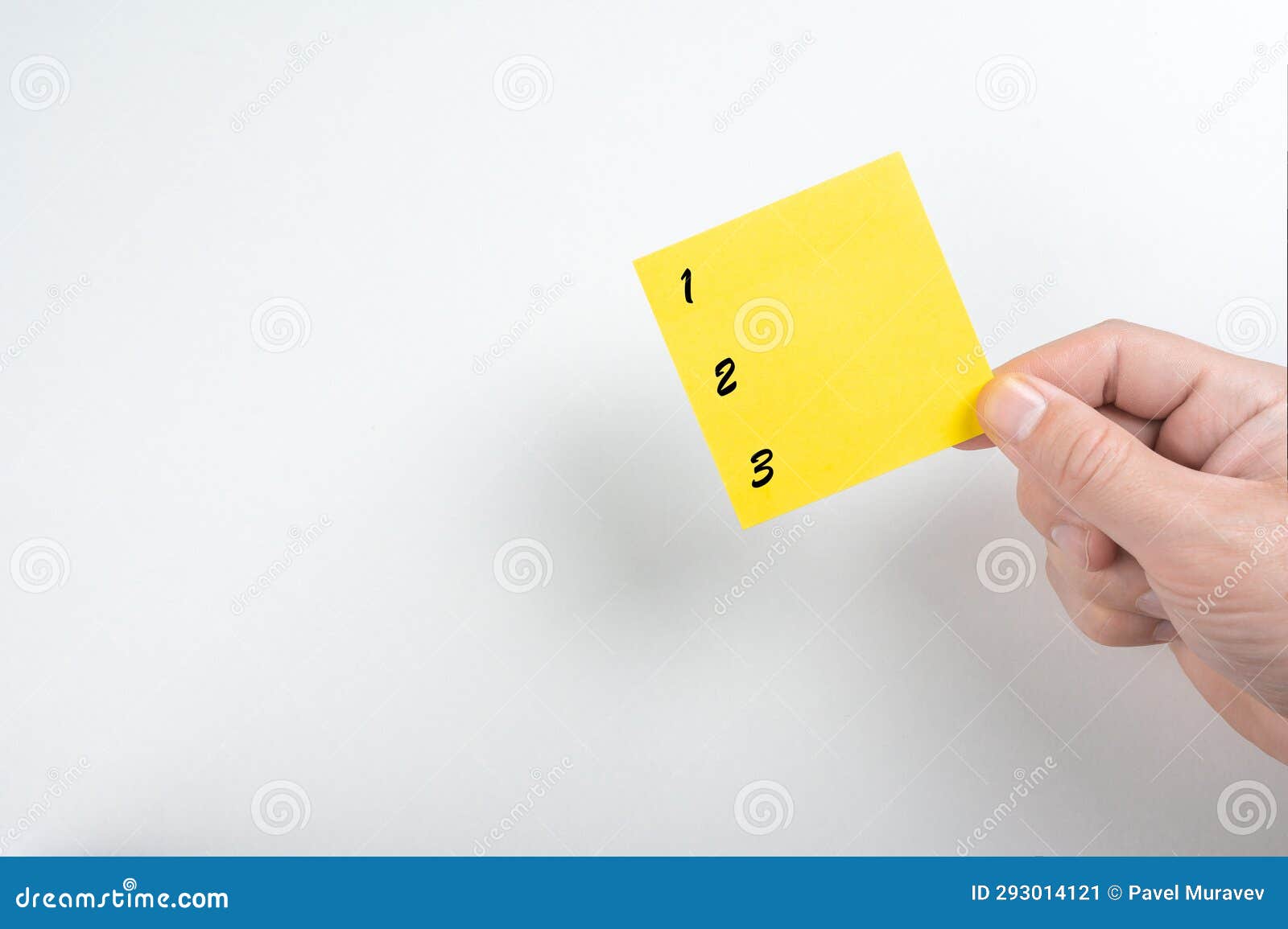 Instruction Mockup. 1, 2, and 3 Order Numbers on Blank Yellow Sticky ...