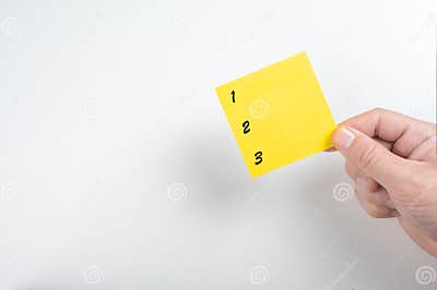 Instruction Mockup. 1, 2, and 3 Order Numbers on Blank Yellow Sticky ...