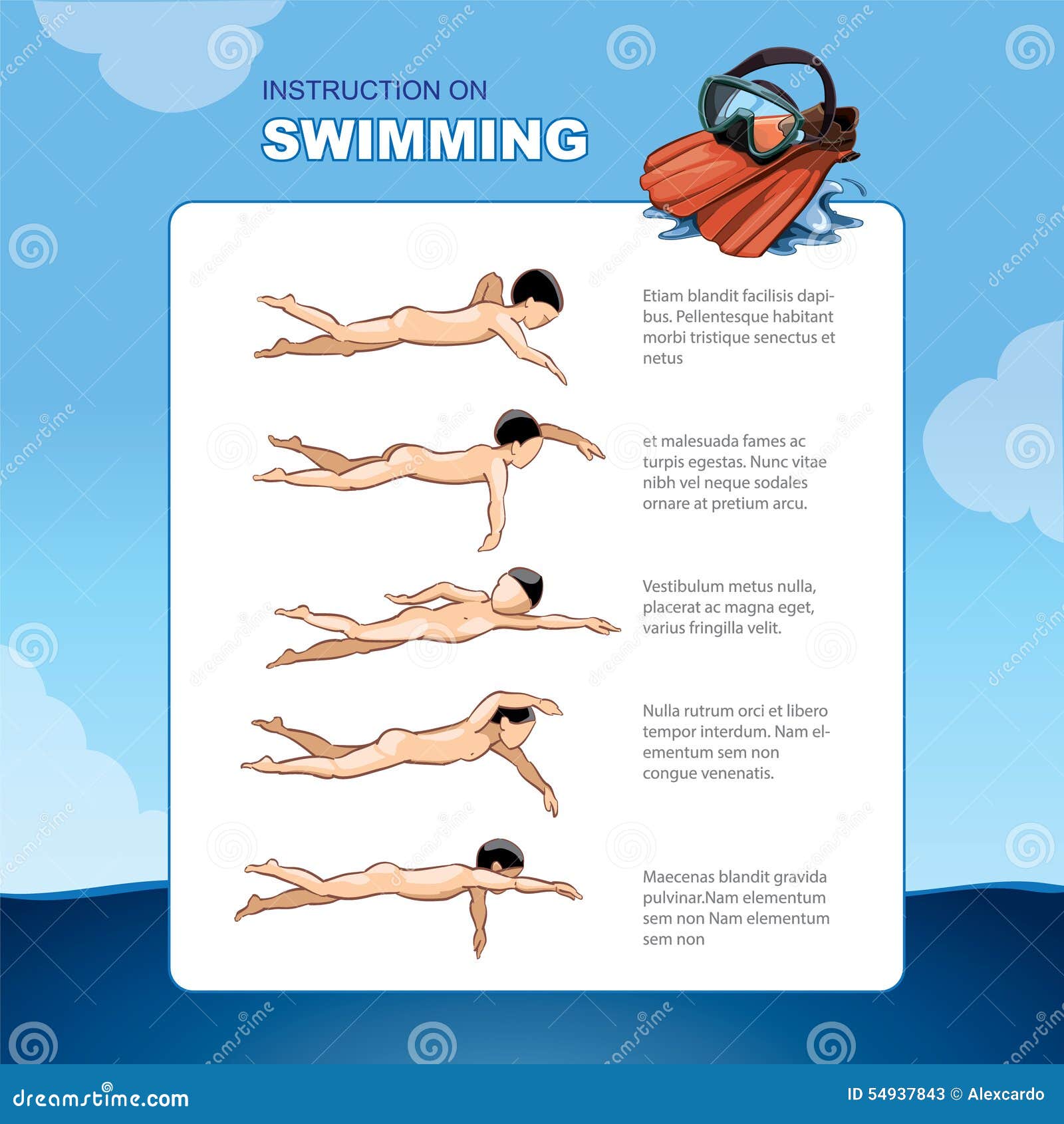 Instruction on swimming stock vector. Illustration of falling - 54937843