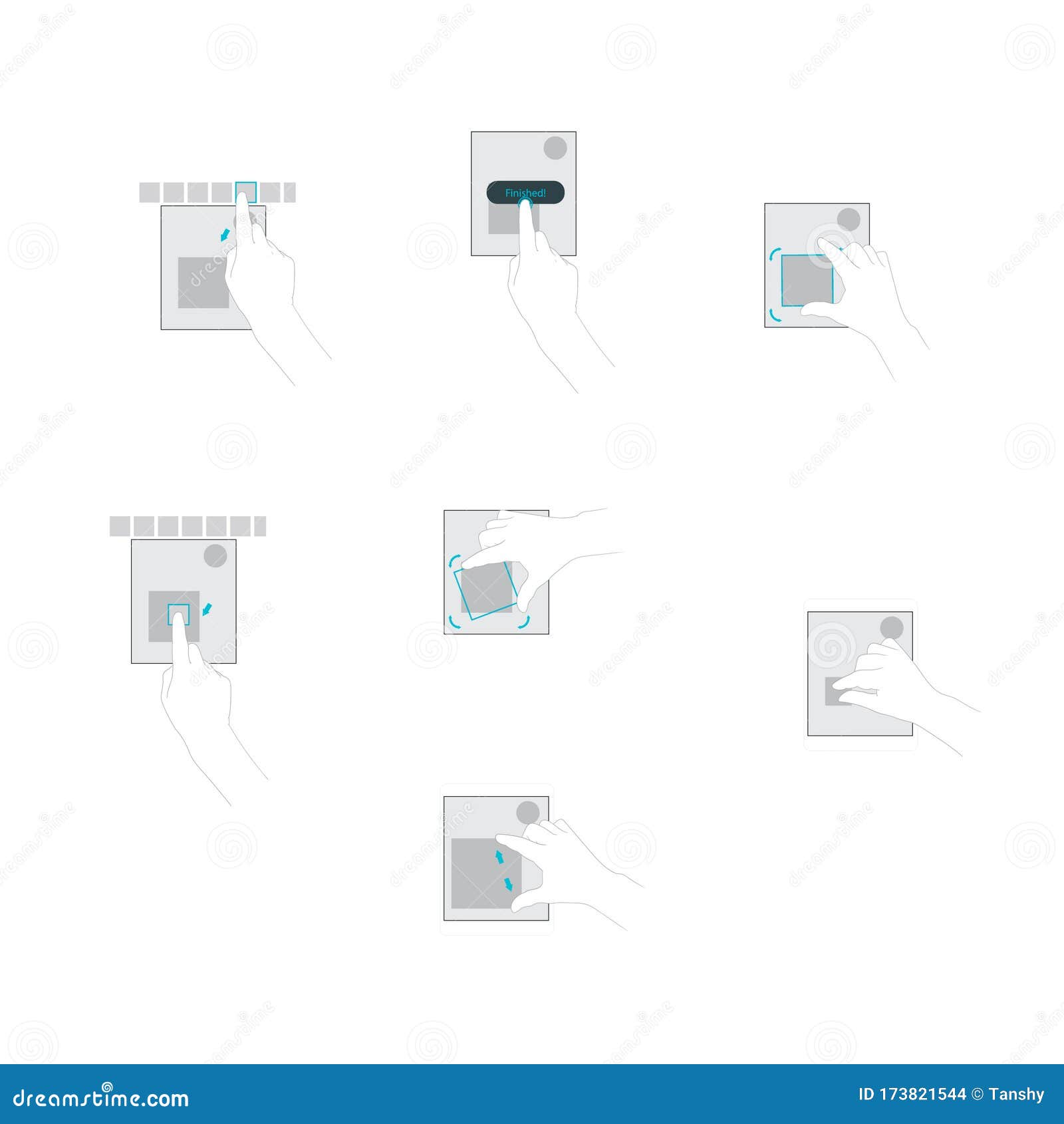 Instruction for Tablet Action Hand Vector Stock Illustration ...