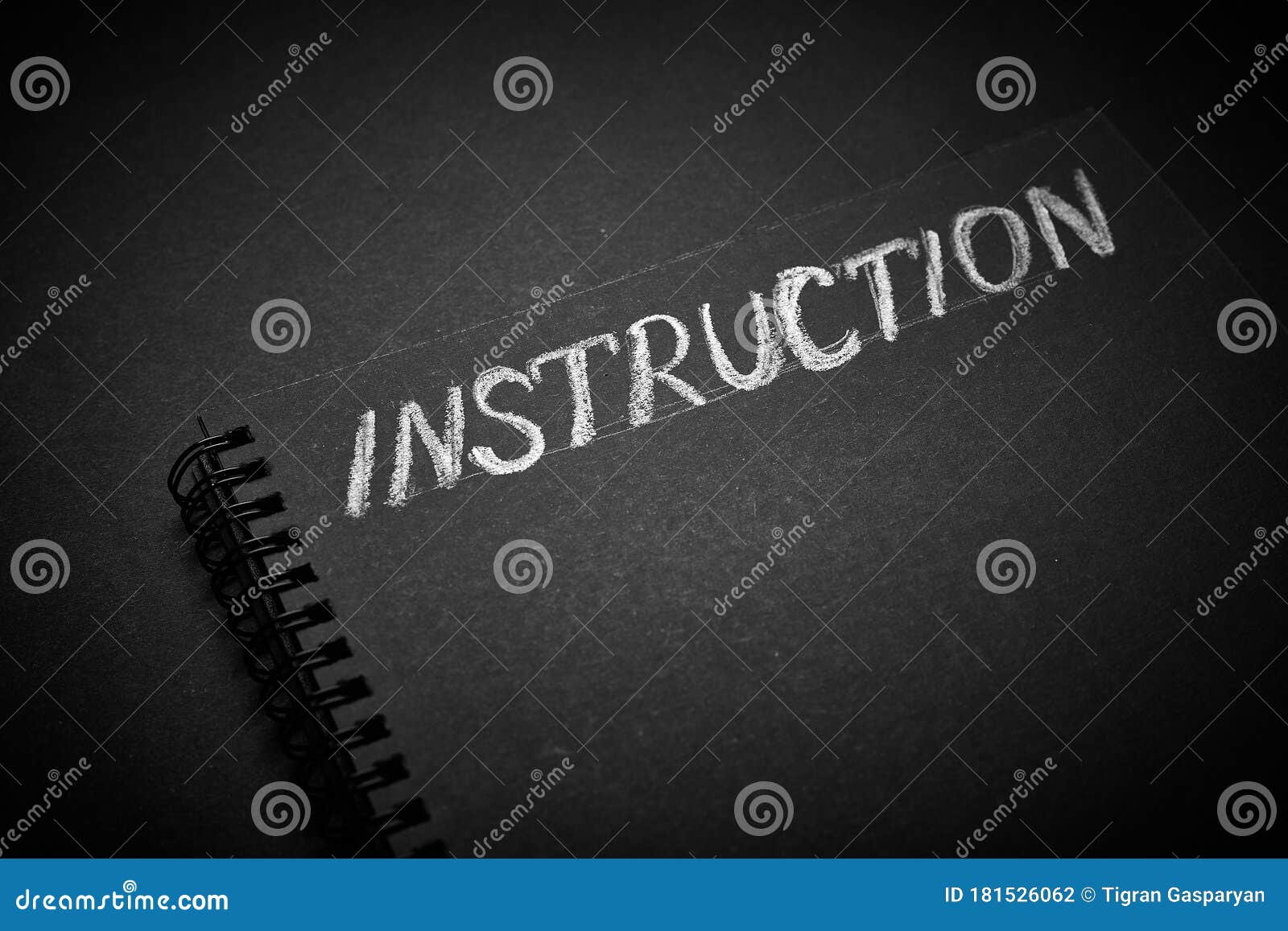 Instruction Word Written on a Notepad with Blank Space. Blank Black ...