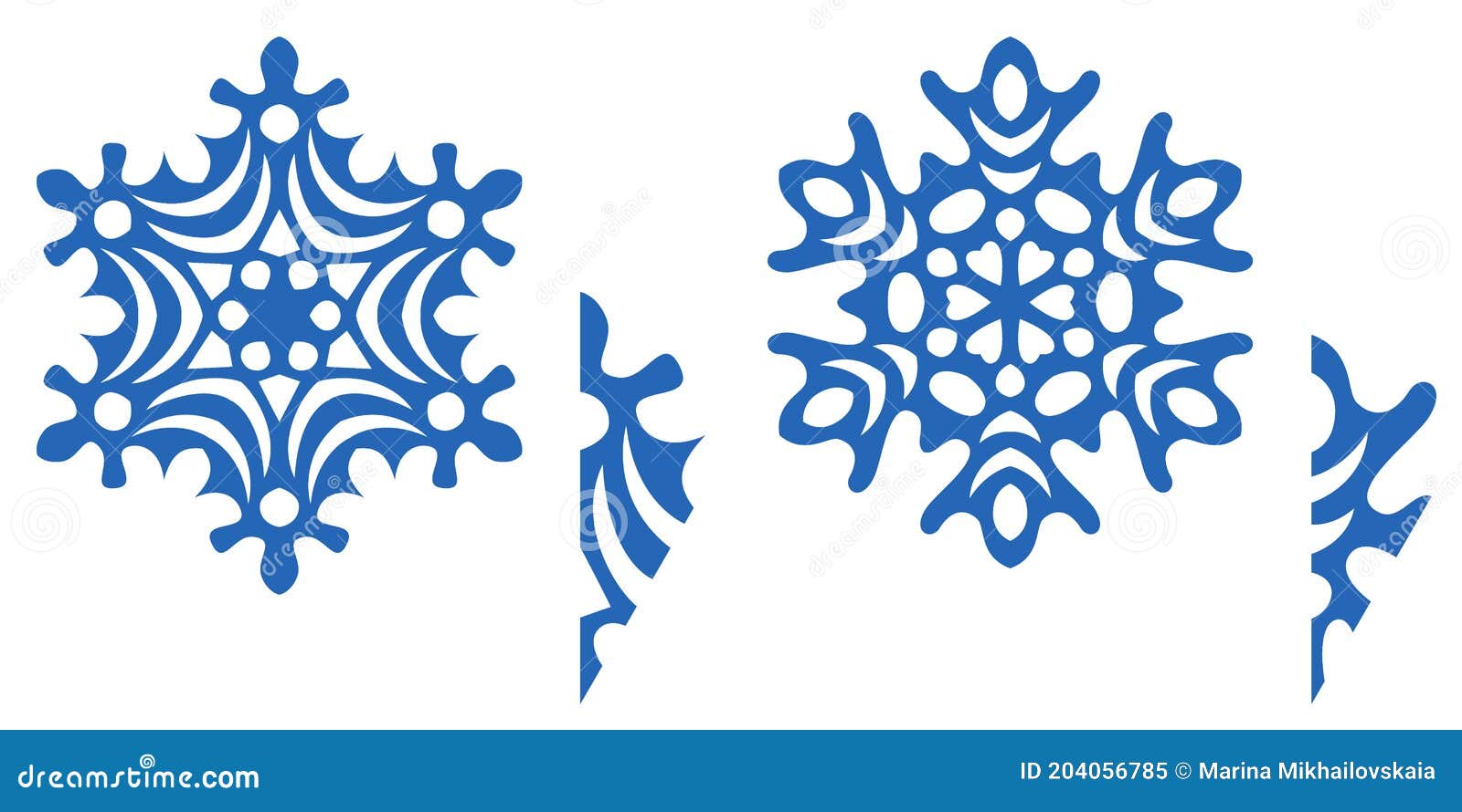 Instructions for Cutting Snowflakes from Paper. Two Templates Stock ...