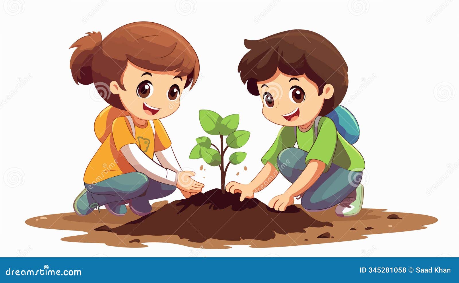 Instructive Tree Planting Activity To Instill Knowledge Stock Vector ...
