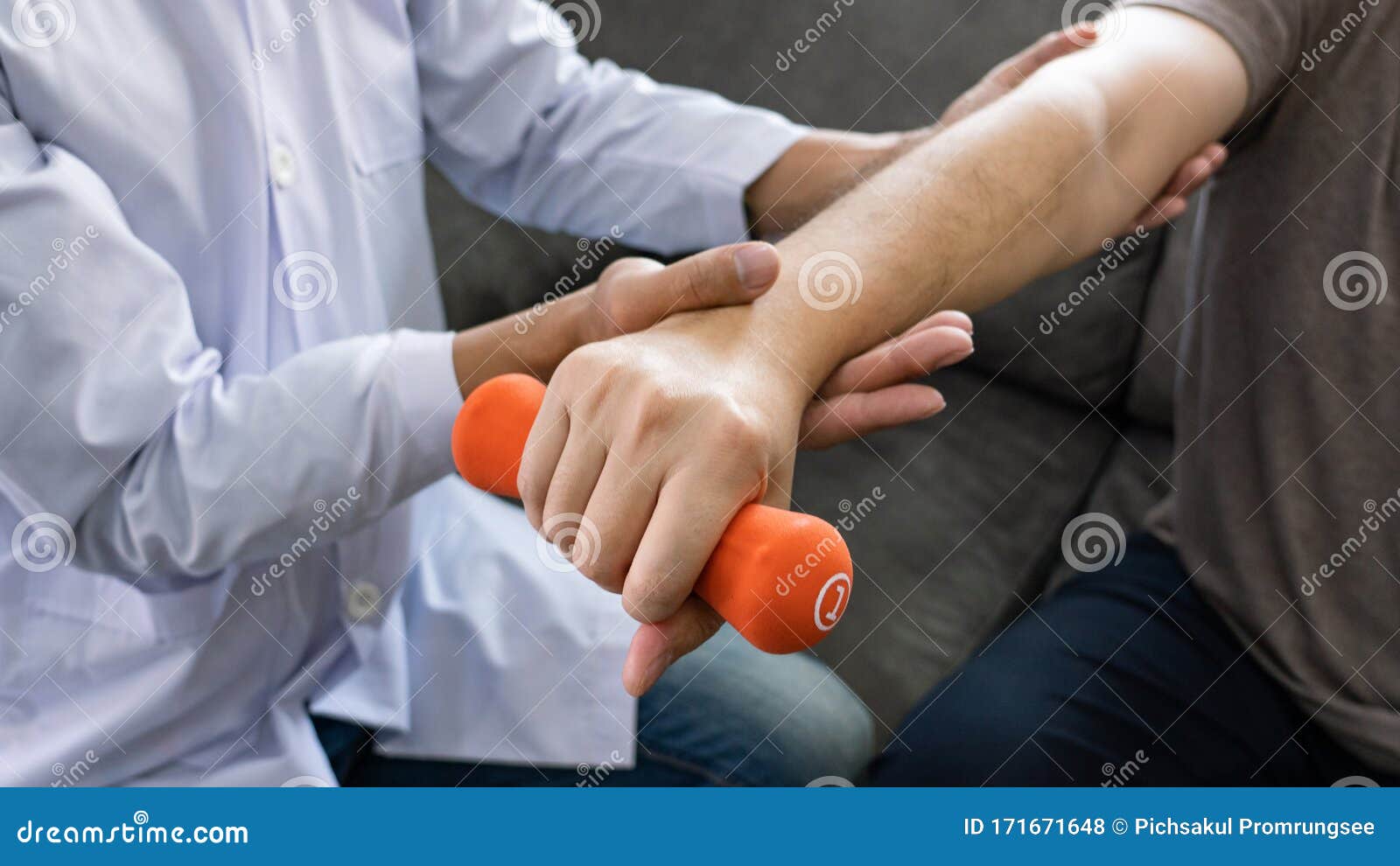 Instructor Assisting Senior Doing Exercise Working Out in Clinic ...