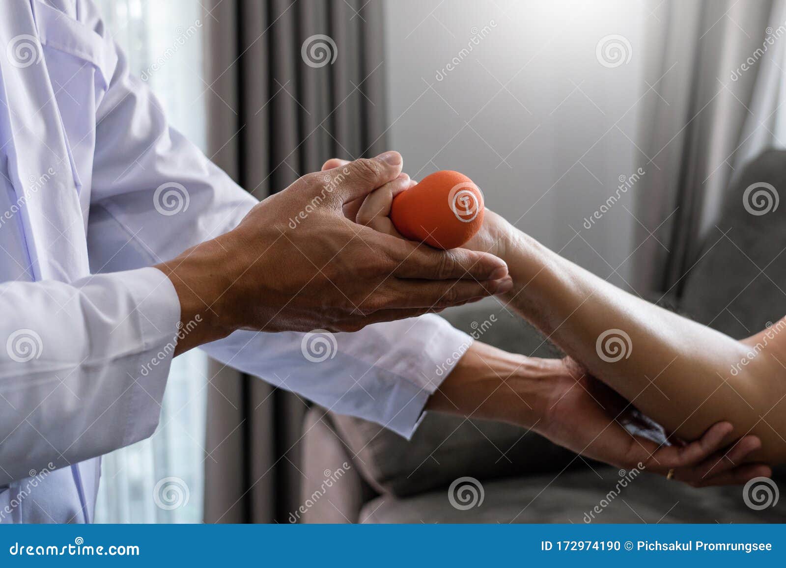 Instructor Assisting Senior Doing Exercise Working Out in Clinic ...