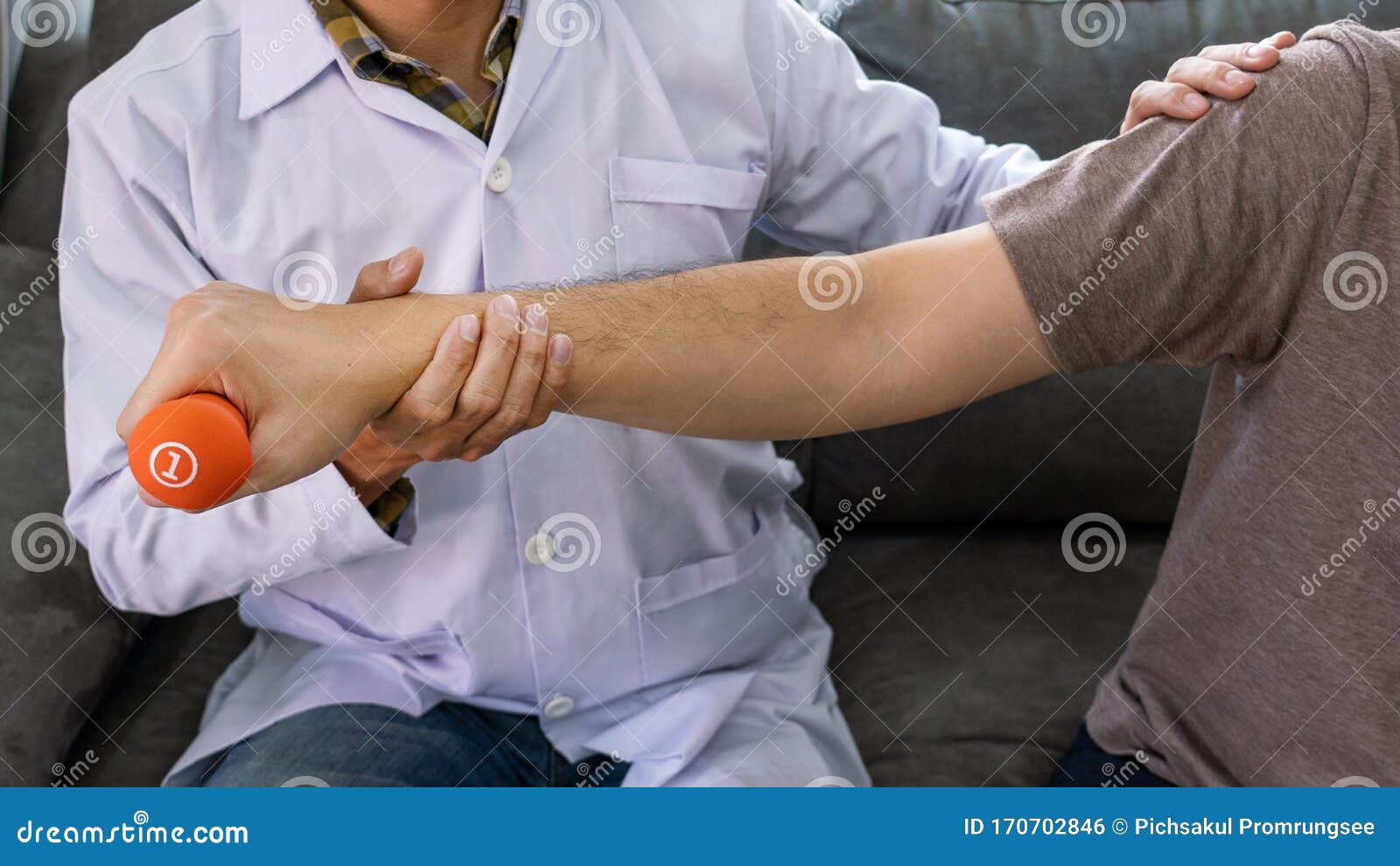 Instructor Assisting Senior Doing Exercise Working Out in Clinic ...
