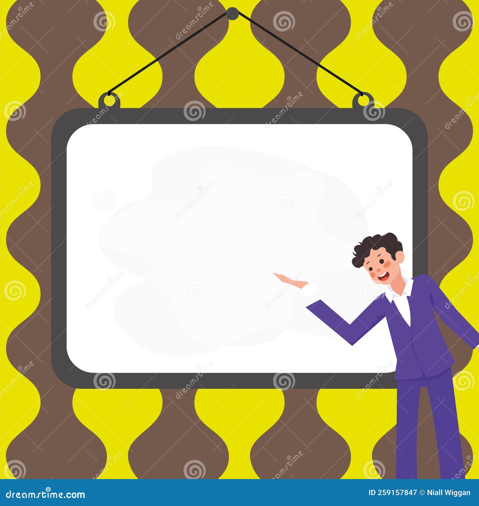 Instructor Drawing Pointing Stick on Empty Whiteboard while Holding Cup ...