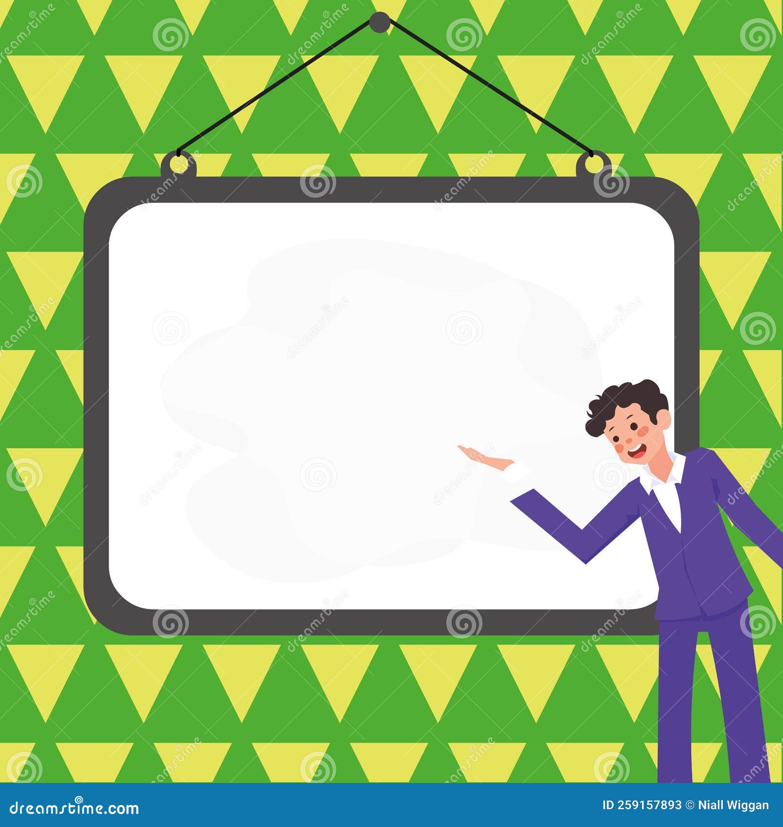 Instructor Drawing Pointing Stick on Empty Whiteboard while Holding Cup ...