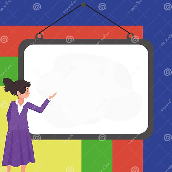 Instructor Drawing Pointing Stick on Empty Whiteboard while Holding Cup ...