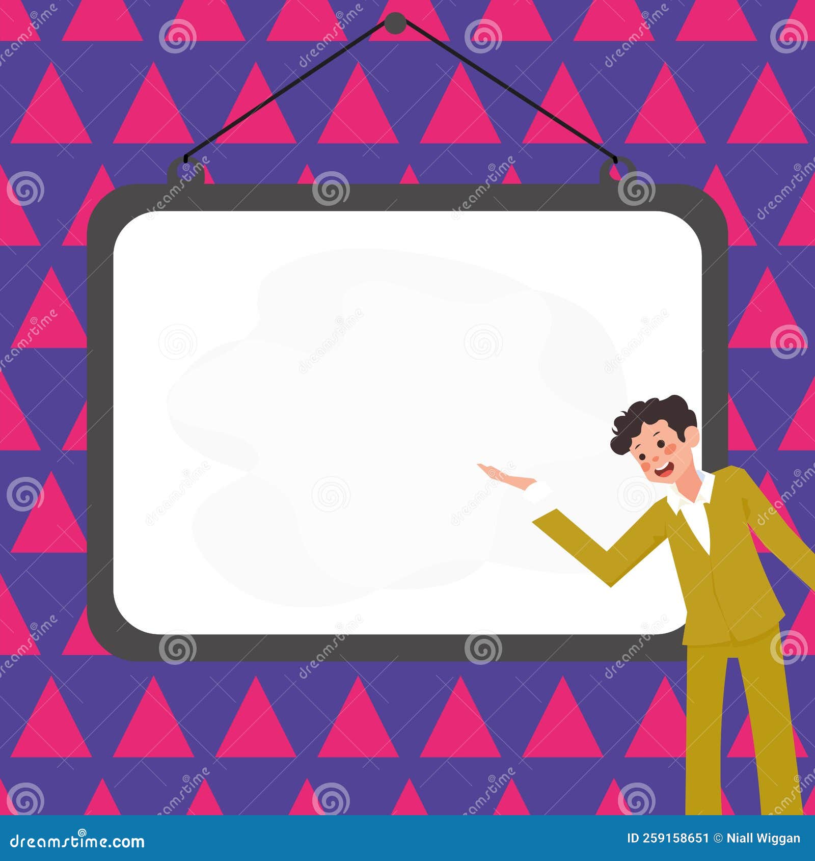 Instructor Drawing Pointing Stick on Empty Whiteboard while Holding Cup ...