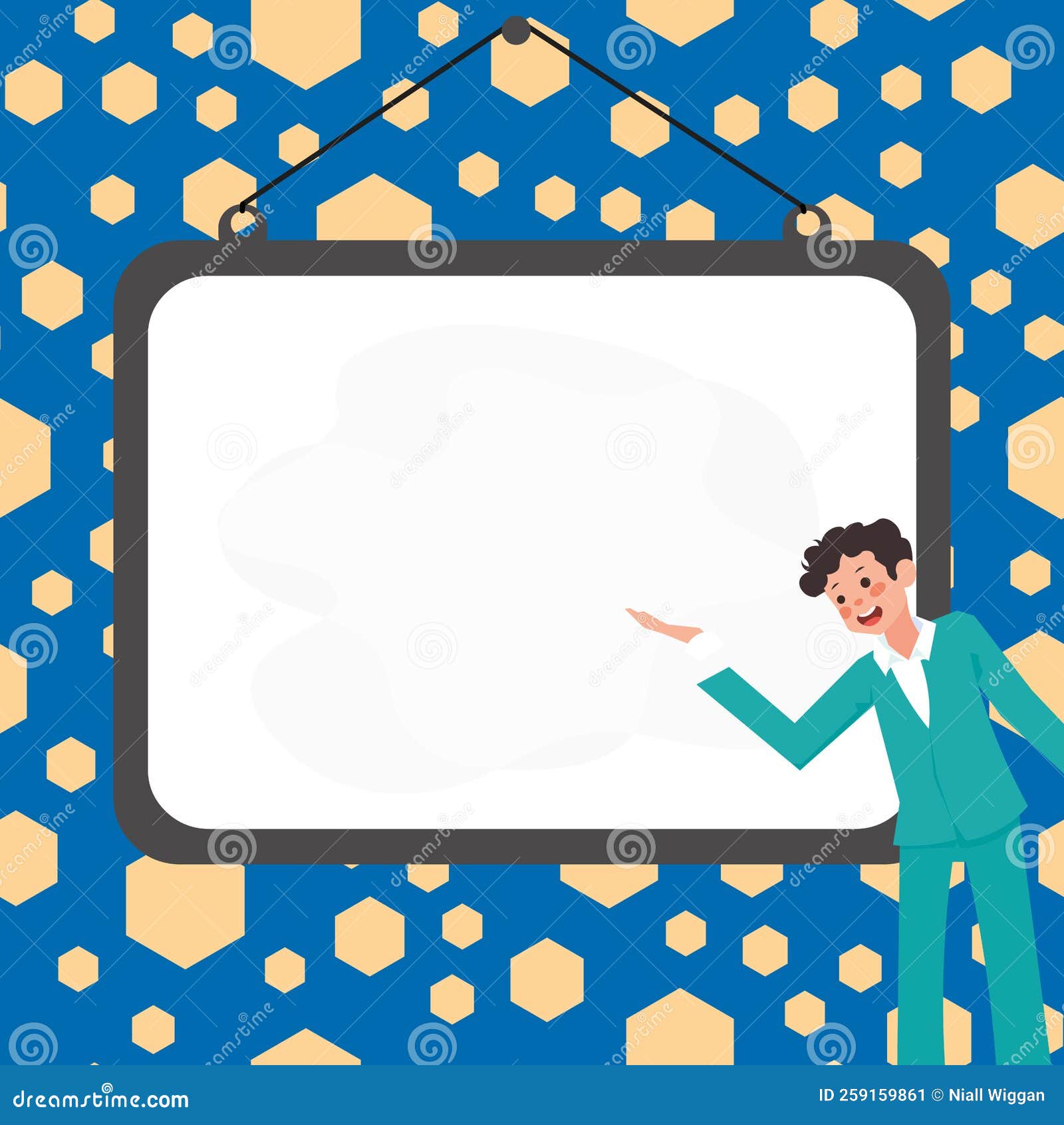 Instructor Drawing Pointing Stick on Empty Whiteboard while Holding Cup ...