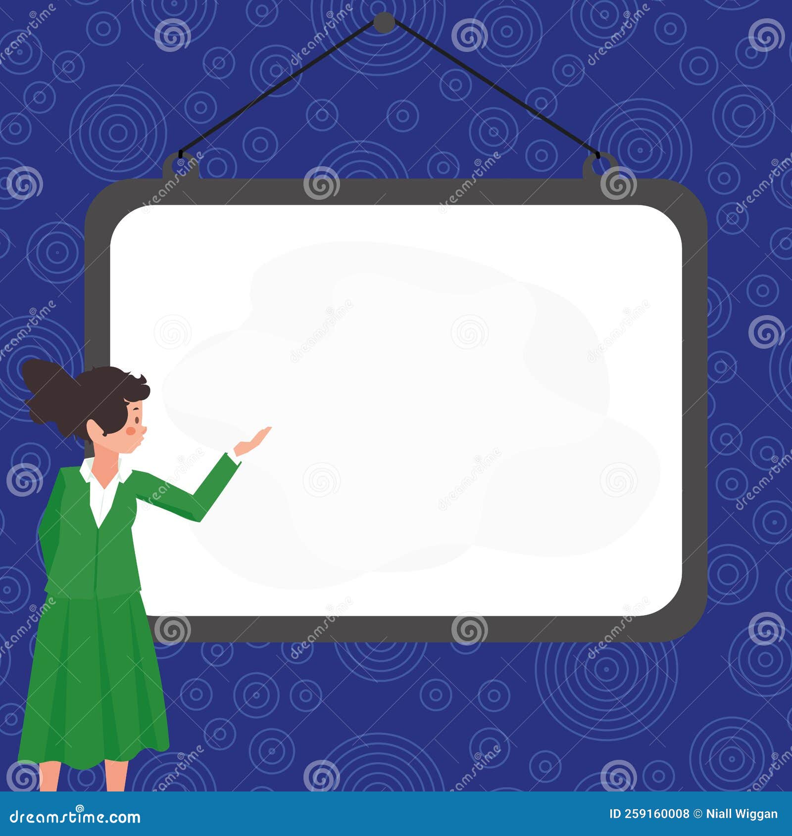 Instructor Drawing Pointing Stick on Empty Whiteboard while Holding Cup ...