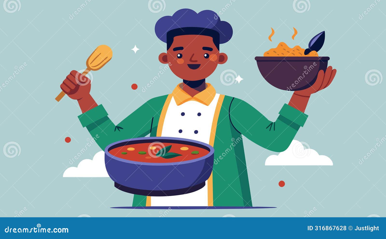 The Instructor Holds Up a Large Pot of Simmering Gumbo Explaining the ...