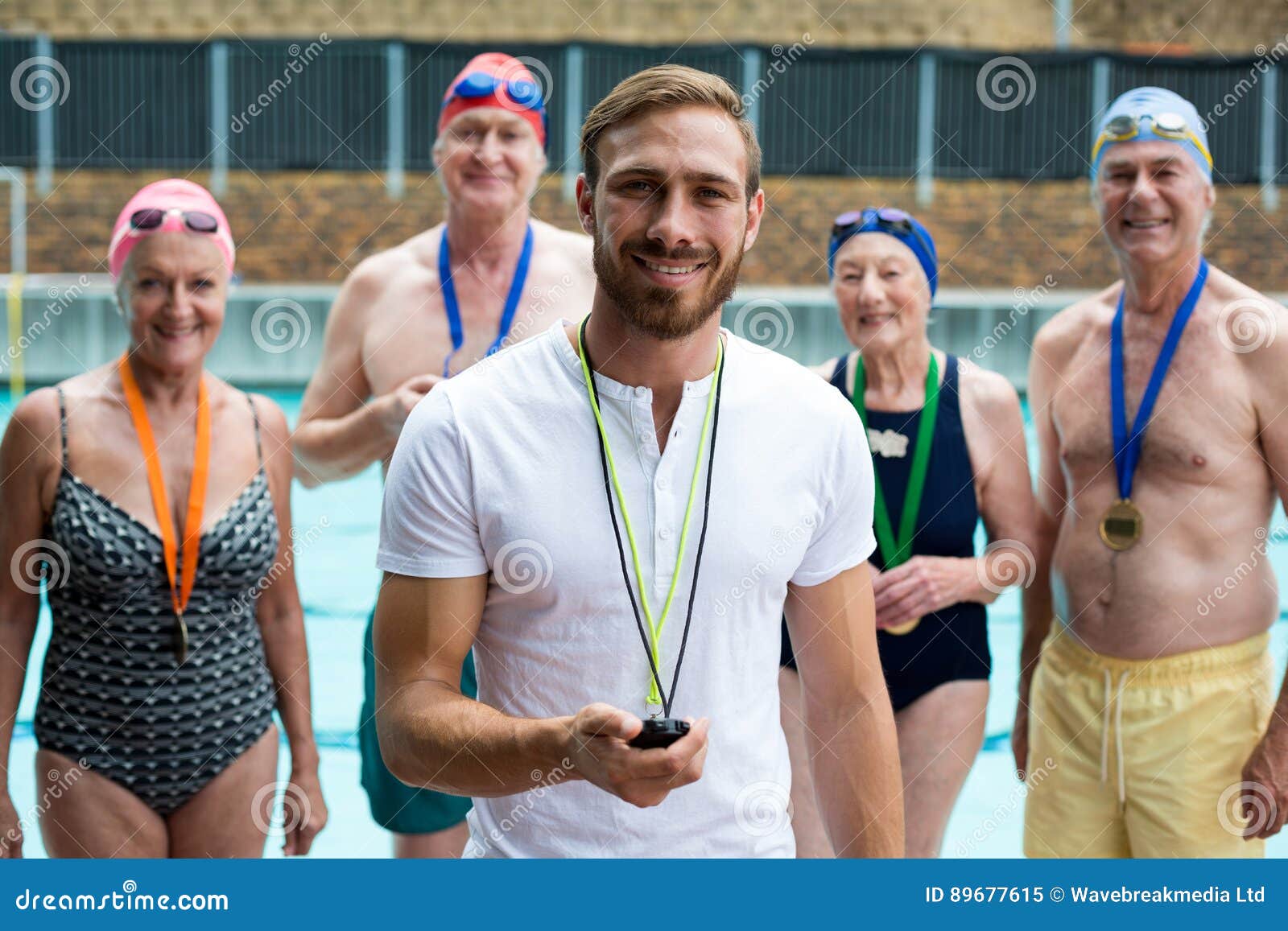 Women On Poolside. Side View Of Attractive Young Women In Bikini Stock ...