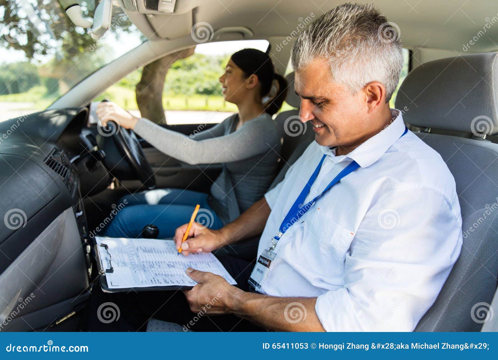 Instructor Testing Learner Driver Stock Image - Image of handsome ...