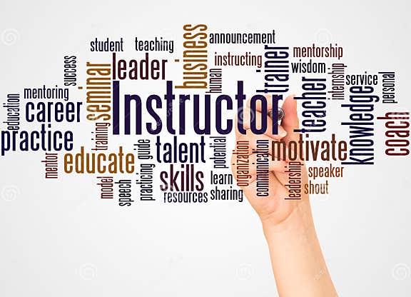 Instructor Word Cloud and Hand with Marker Concept Stock Illustration ...