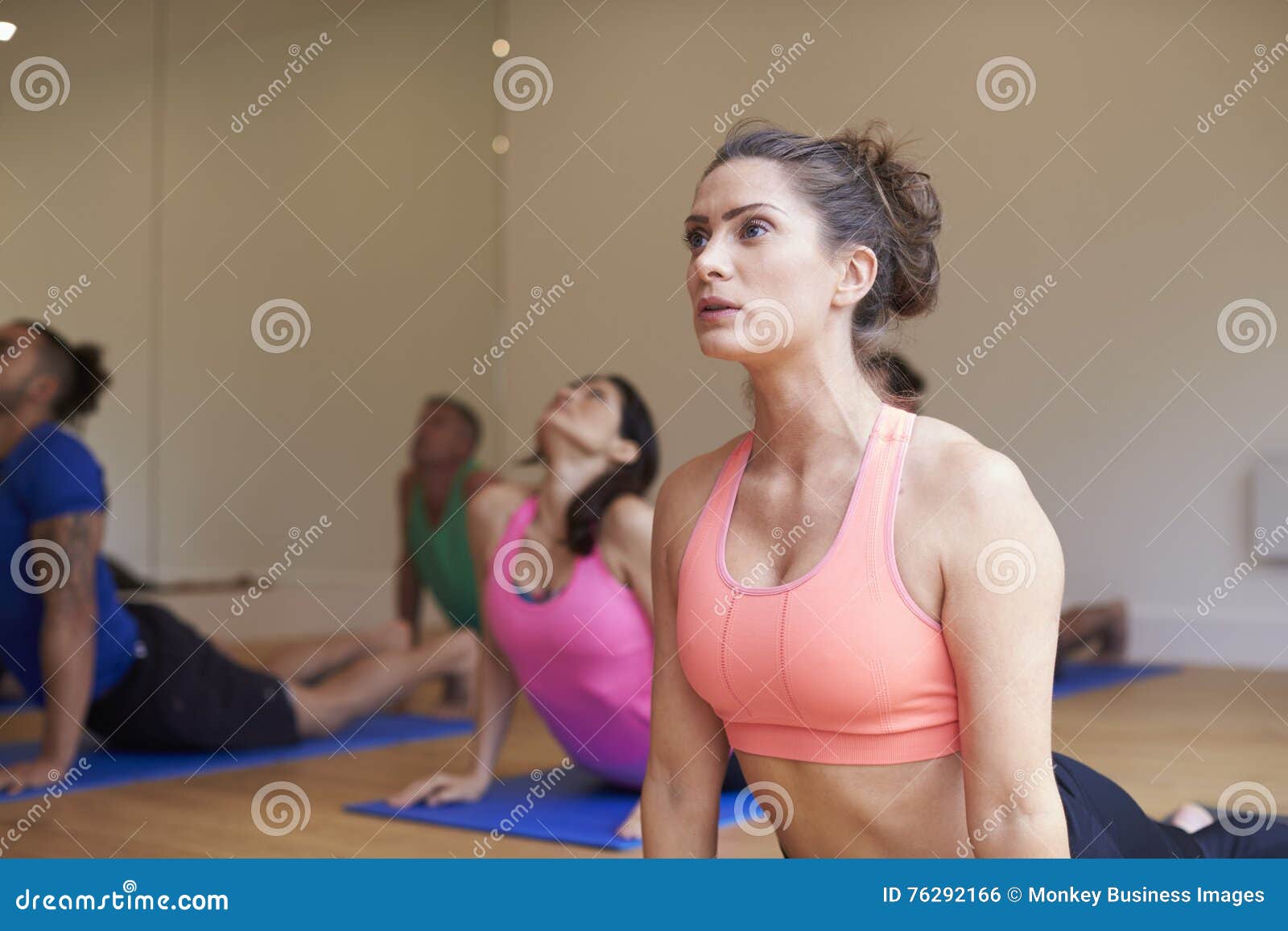 Instructor with Yoga Class at Gym Stock Photo - Image of millennial ...