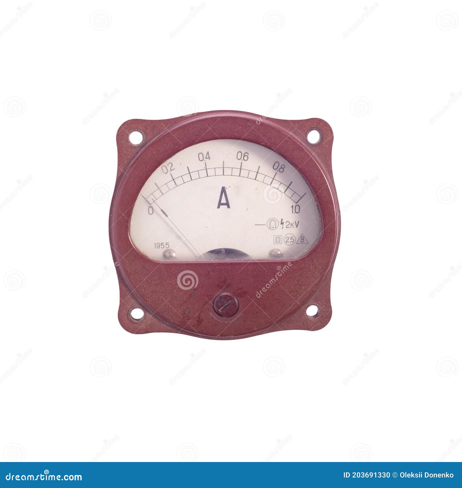 Instrument Ammeter Old Isolate on White Background Stock Photo - Image ...
