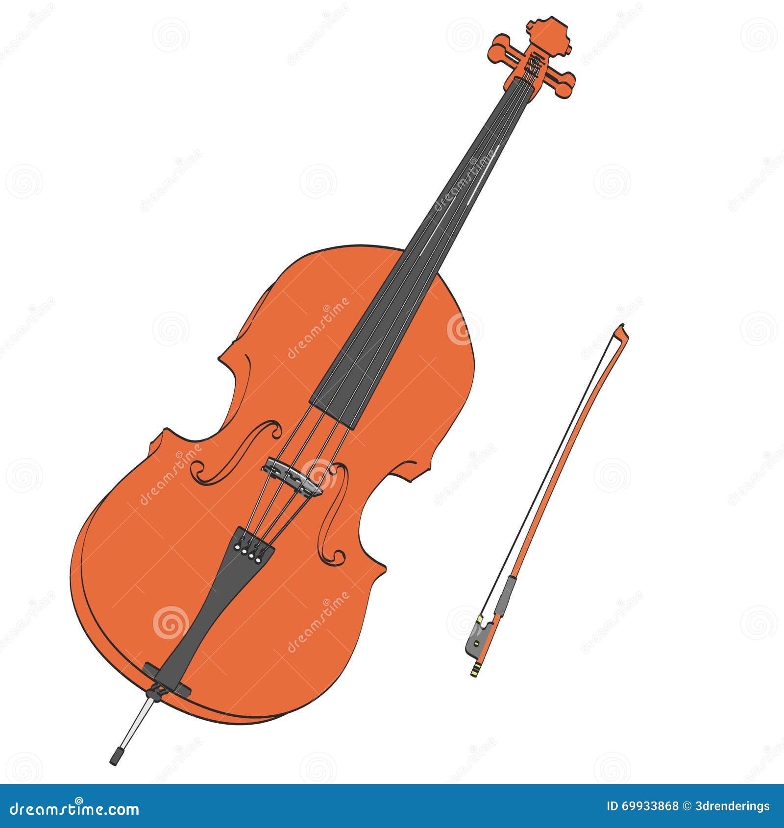 Instrument de musique bas illustration stock. Illustration of bois ...