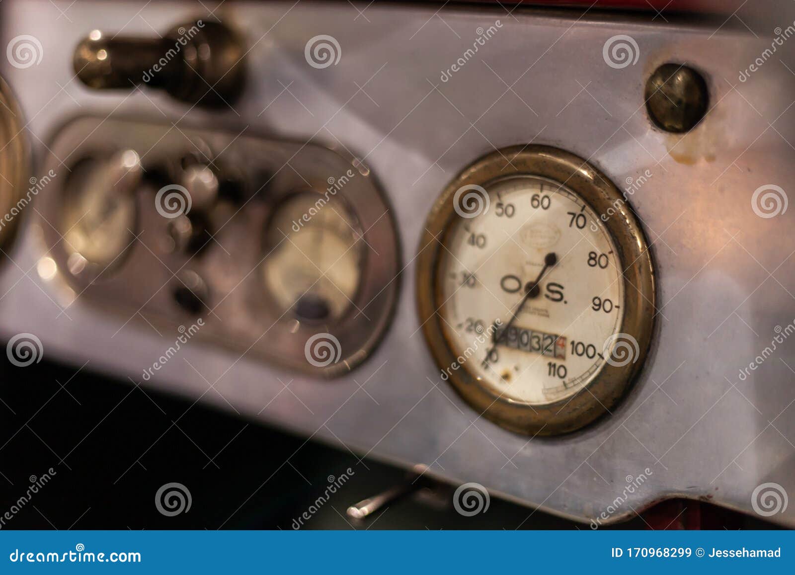 Instrument Gauge Cluster on Dashboard of Classic Car Stock Image ...
