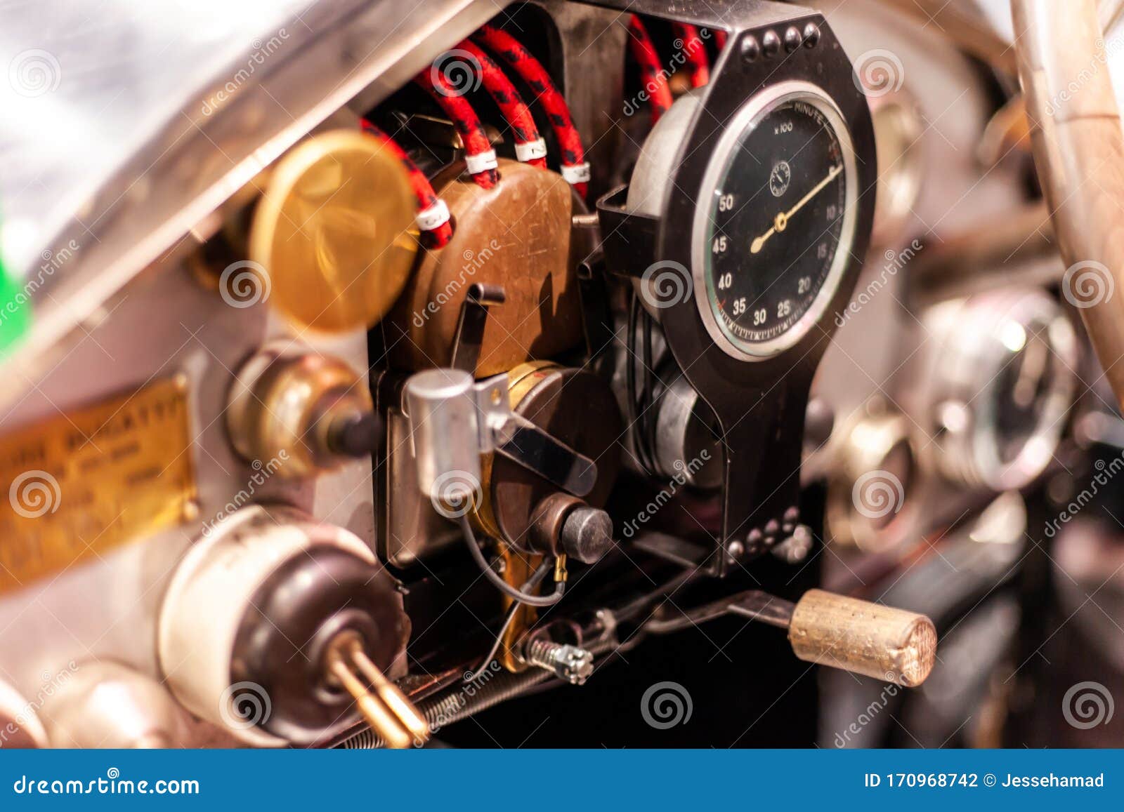 Instrument Gauge Cluster on Dashboard of Classic Car Stock Photo ...