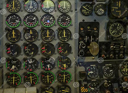 Instrument Panel in Airplane Simulator Stock Image - Image of ...