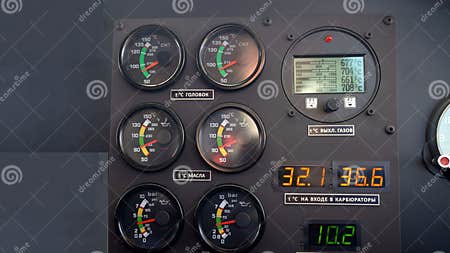 Indicators of Aircraft Instruments in the Cockpit. the Instrument Panel ...