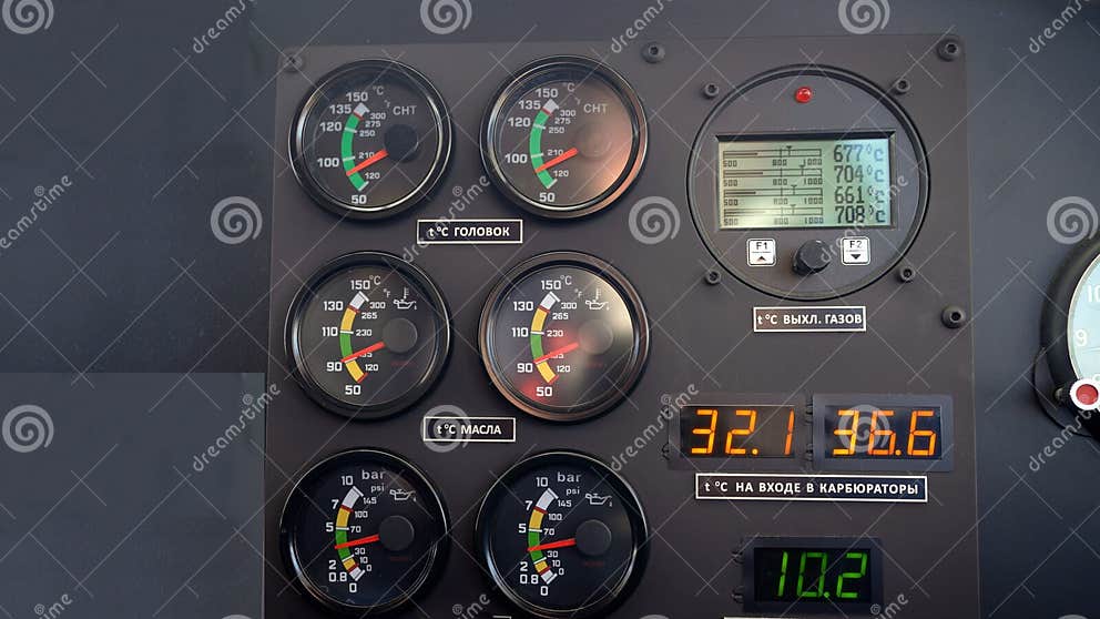 Indicators of Aircraft Instruments in the Cockpit. the Instrument Panel ...