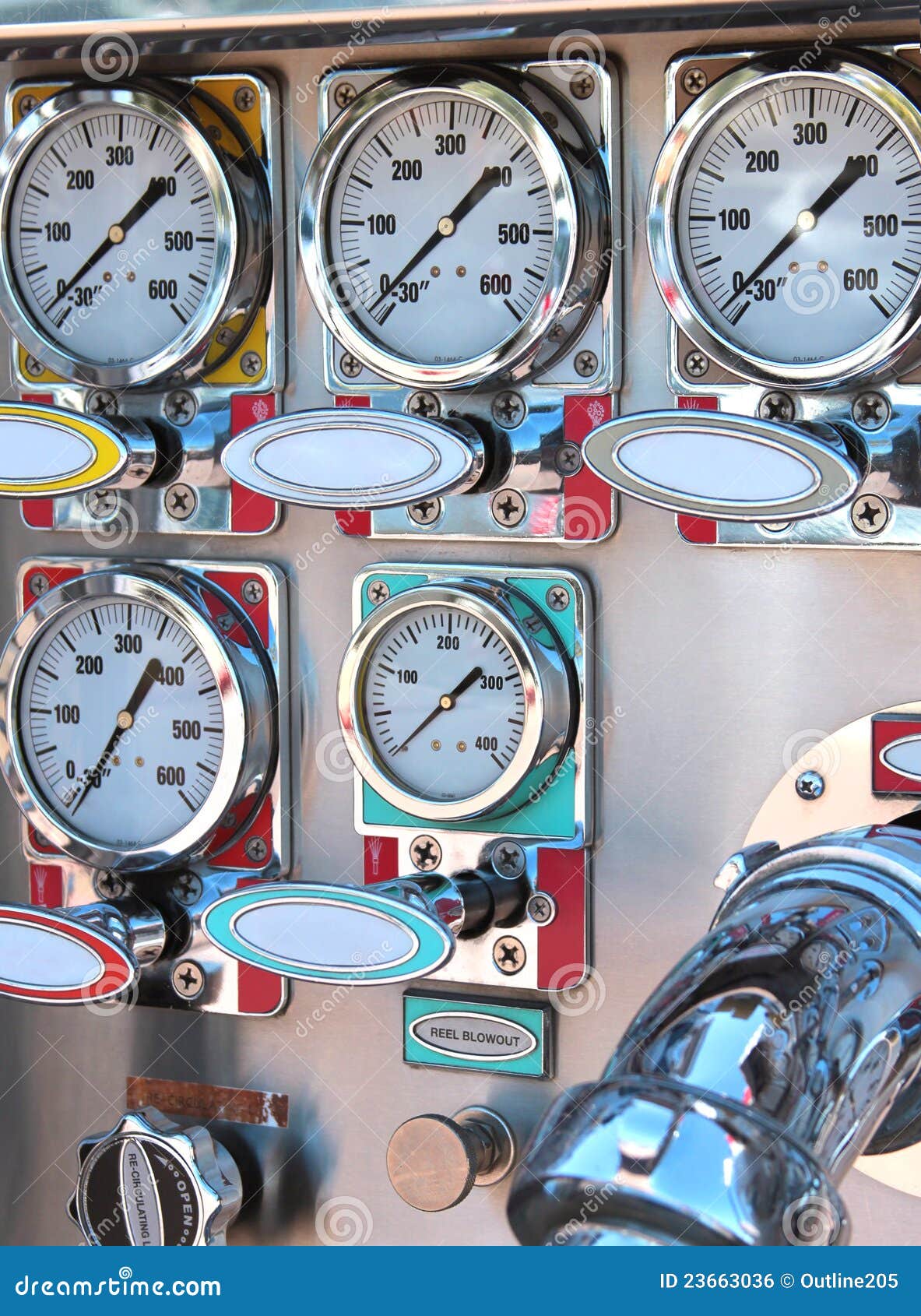 Instrument Panel on Fire Engine Stock Photo - Image of control, flow ...