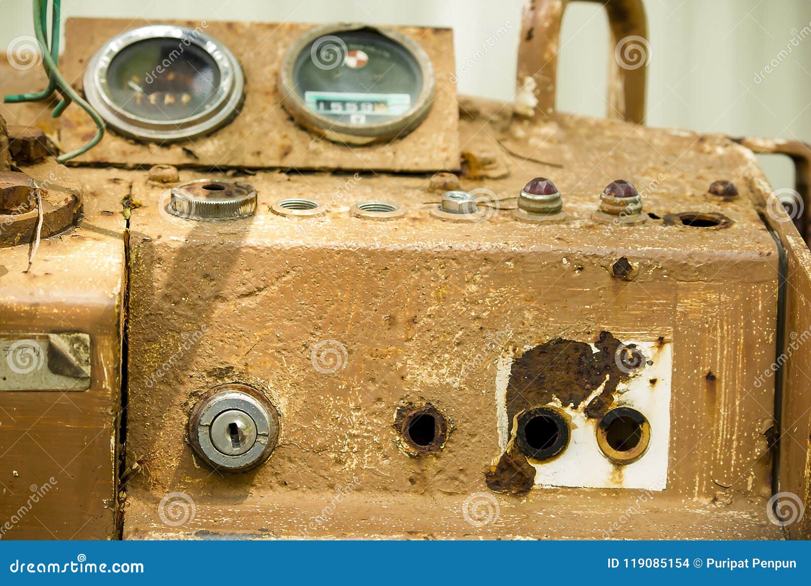 Instrument Panel of Old Machinery Stock Photo - Image of engine, grunge ...