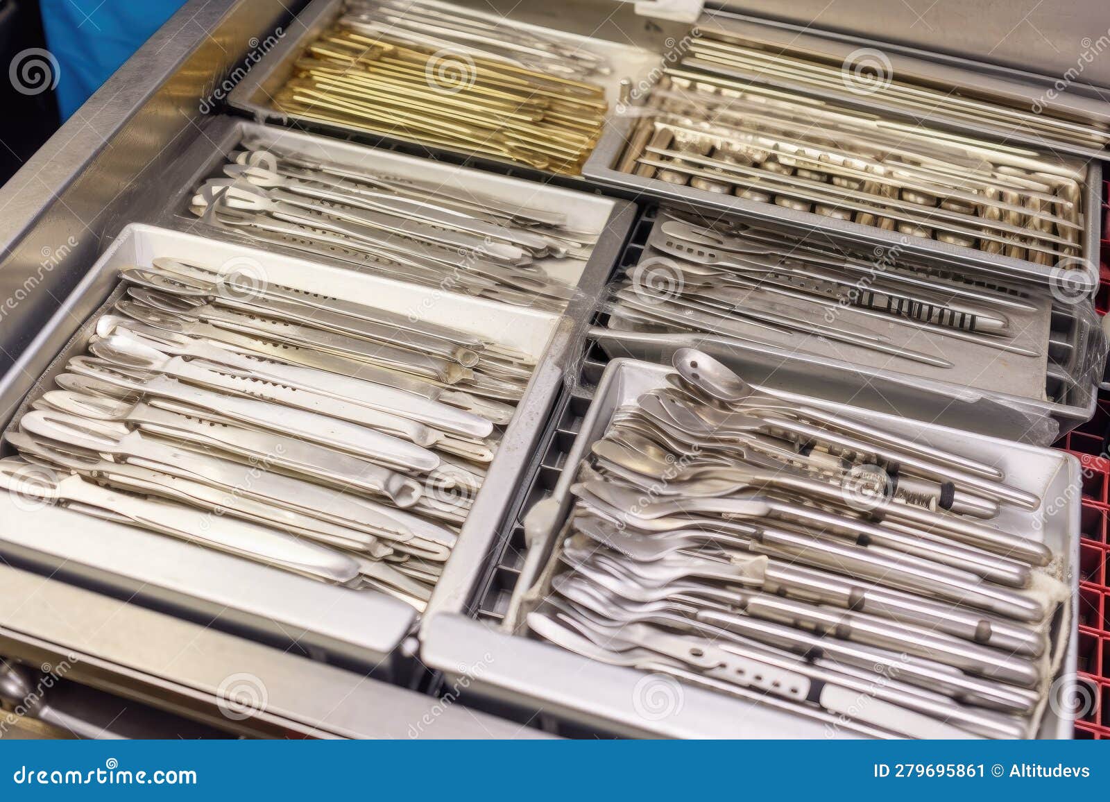 Instrument Tray with Surgical Instruments Arranged in Rows and Ready ...